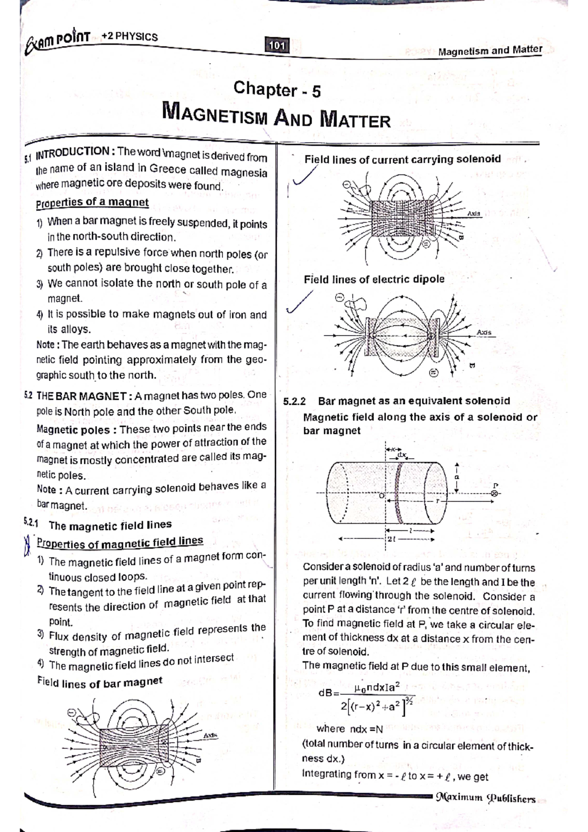 PLUS TWO Physics Chapter IN Magnetism AND Matter - science - Studocu