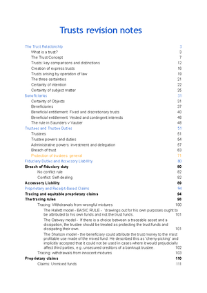 Lecture : Notes Trusts Law 1 - Introduction: The Three Certainties ...