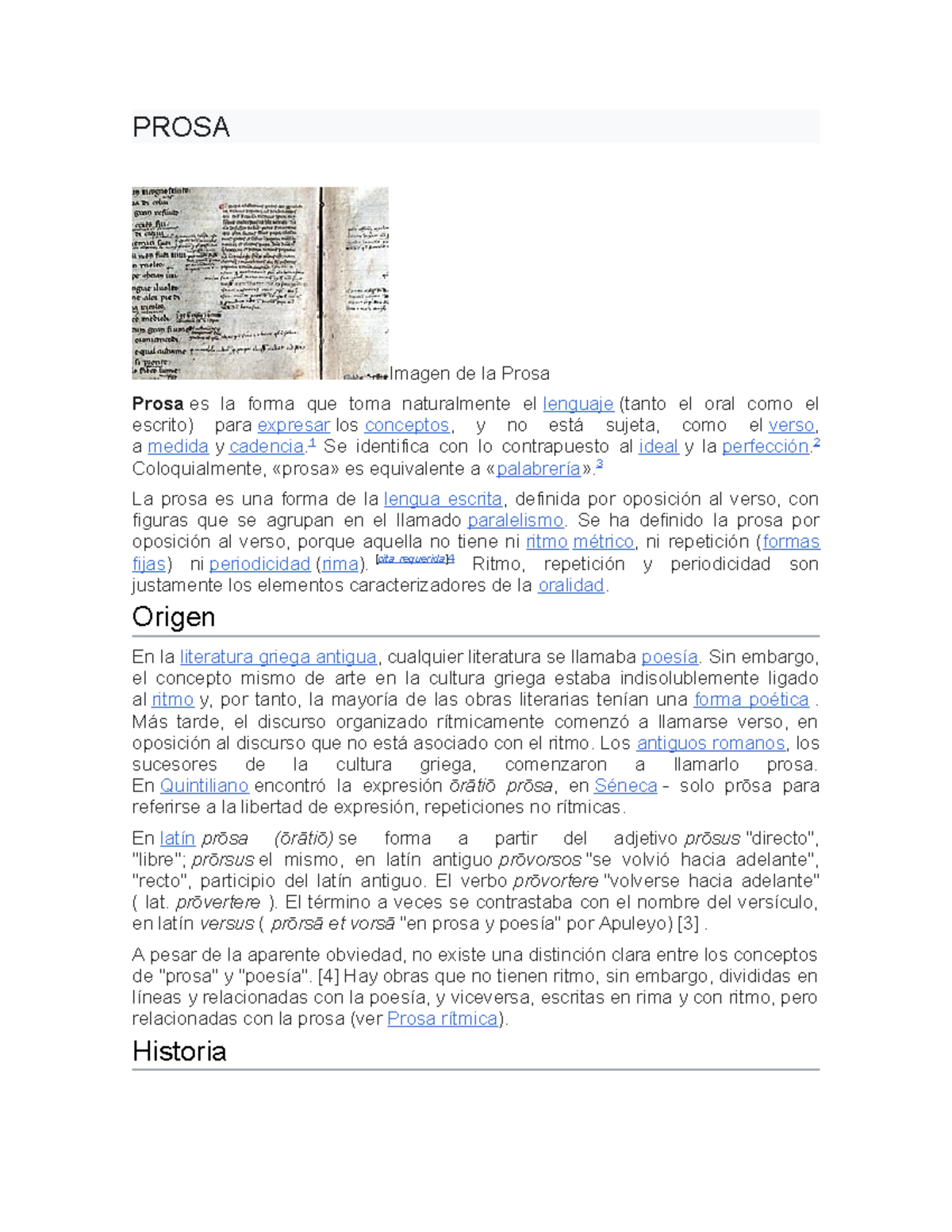 Prosa - PROSA Imagen de la Prosa Prosa es la forma que toma ...