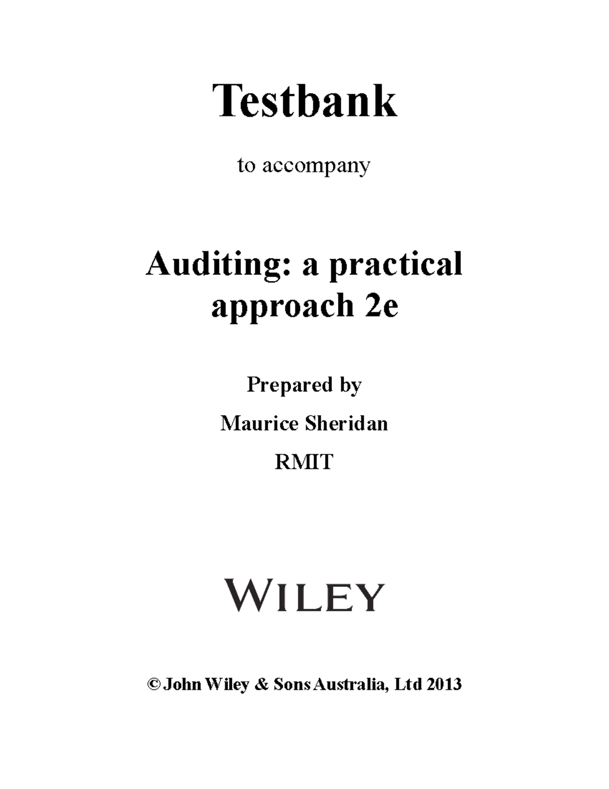 Ch04 tb moroney 2e - Testbank to accompany Auditing: a practical ...