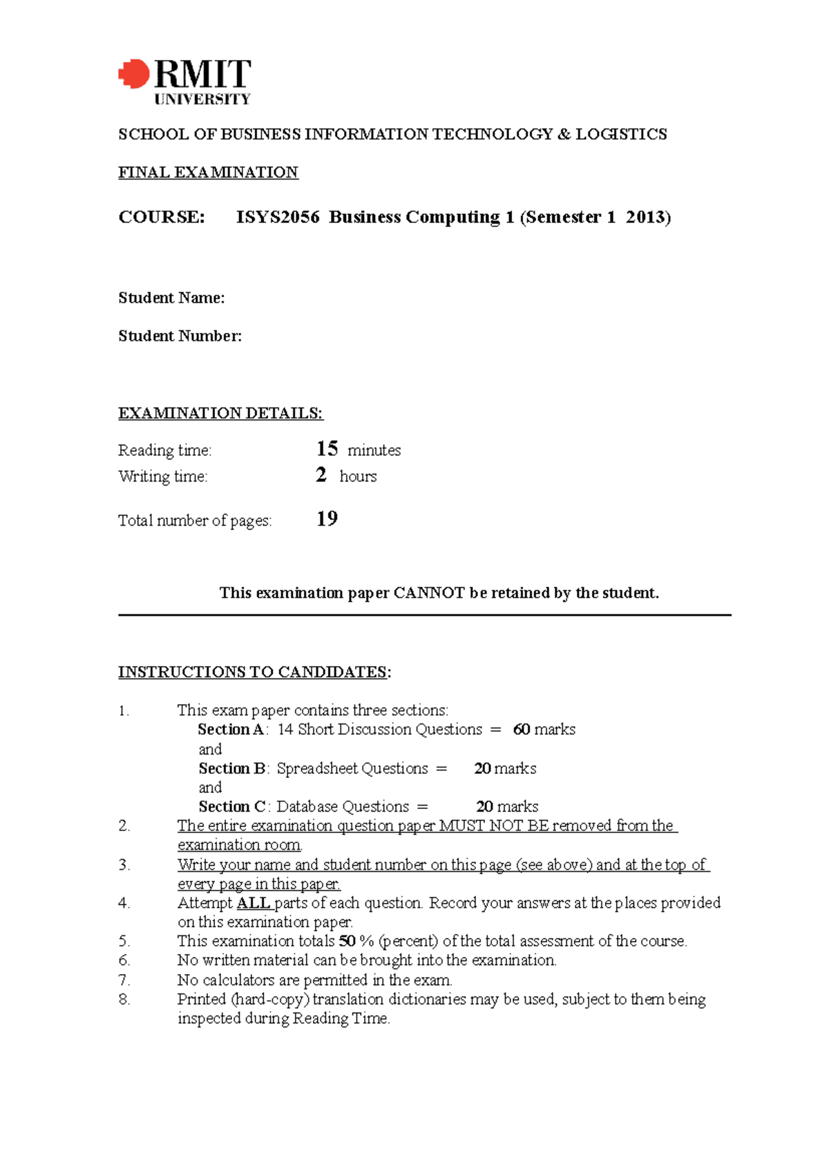 Sample/practice exam 16 September 2016, questions and answers - SCHOOL ...
