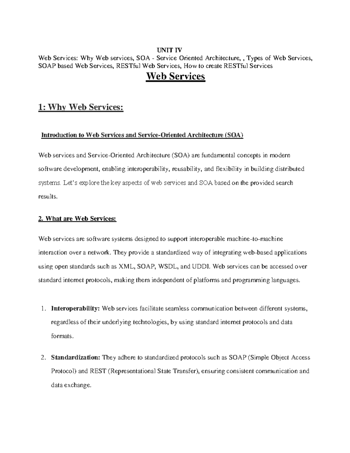 API&M UNIT4 K - Good notes - UNIT IV Web Services: Why Web services ...