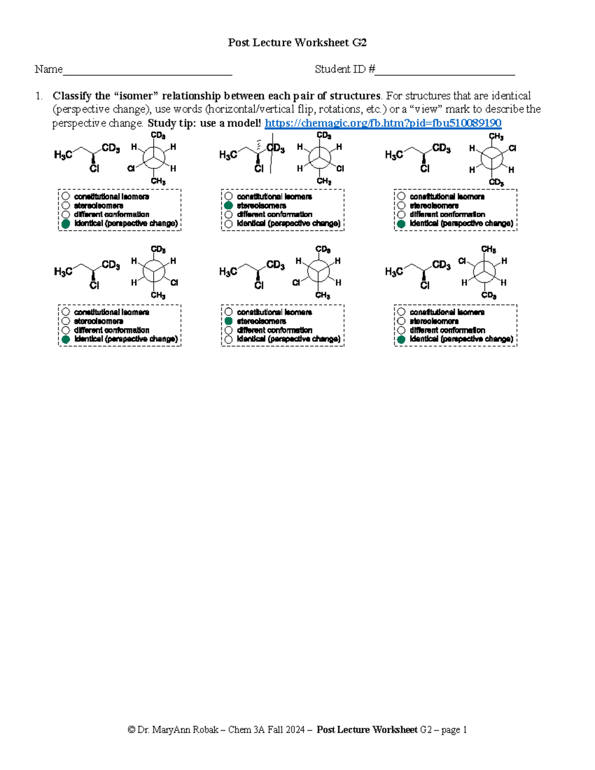 Organic Chem 3Ag2 - Post lecture - © Dr. MaryAnn Robak – Chem 3A Fall ...