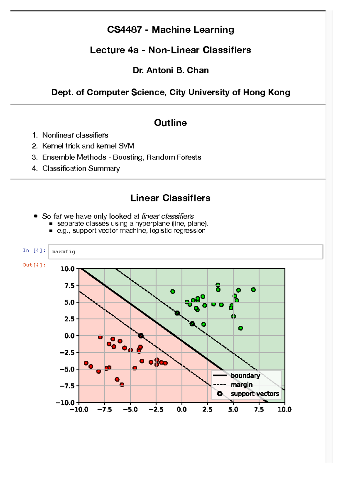 Lecture 4a - CS4487 - Machine Learning Lecture 4a - Non-Linear ...