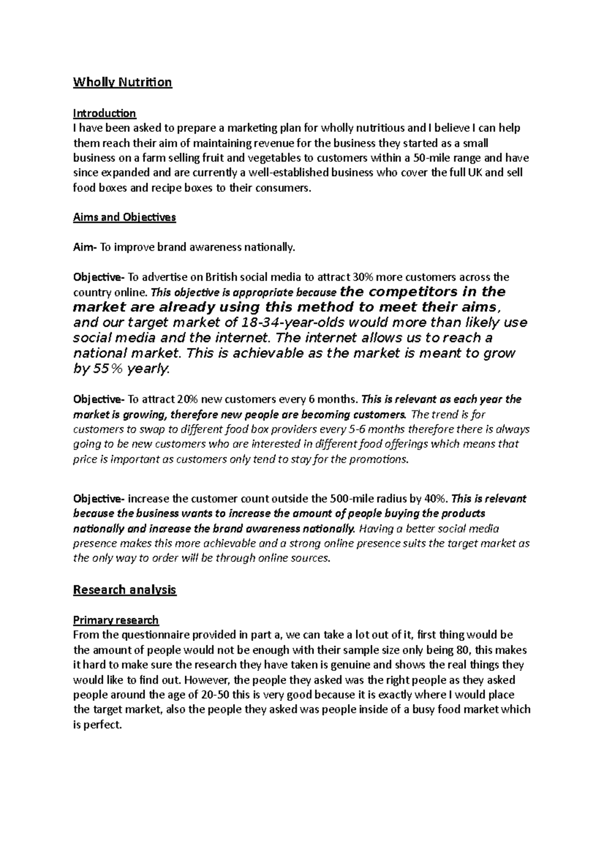 Wholly Nutrition - Wholly Nutrition Introduction I have been asked to ...