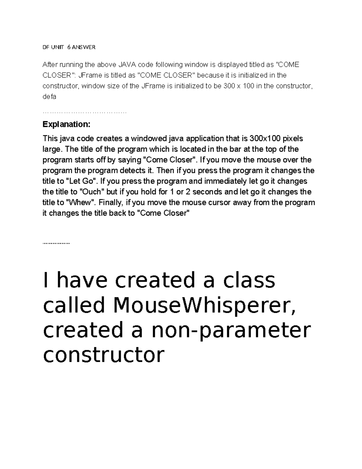 DF UNIT 6 Answer - Unit 6 discussion forum solutions - DF UNIT 6 ANSWER After running the above ...