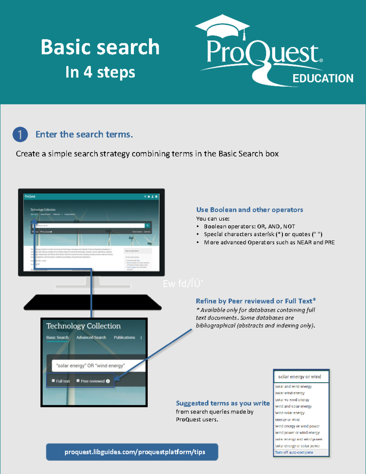 Pro Quest Basic Search Quick Guide - Ew fd/Õ⁄’ proquest.libguides/proquestplatform/tips Enter ...