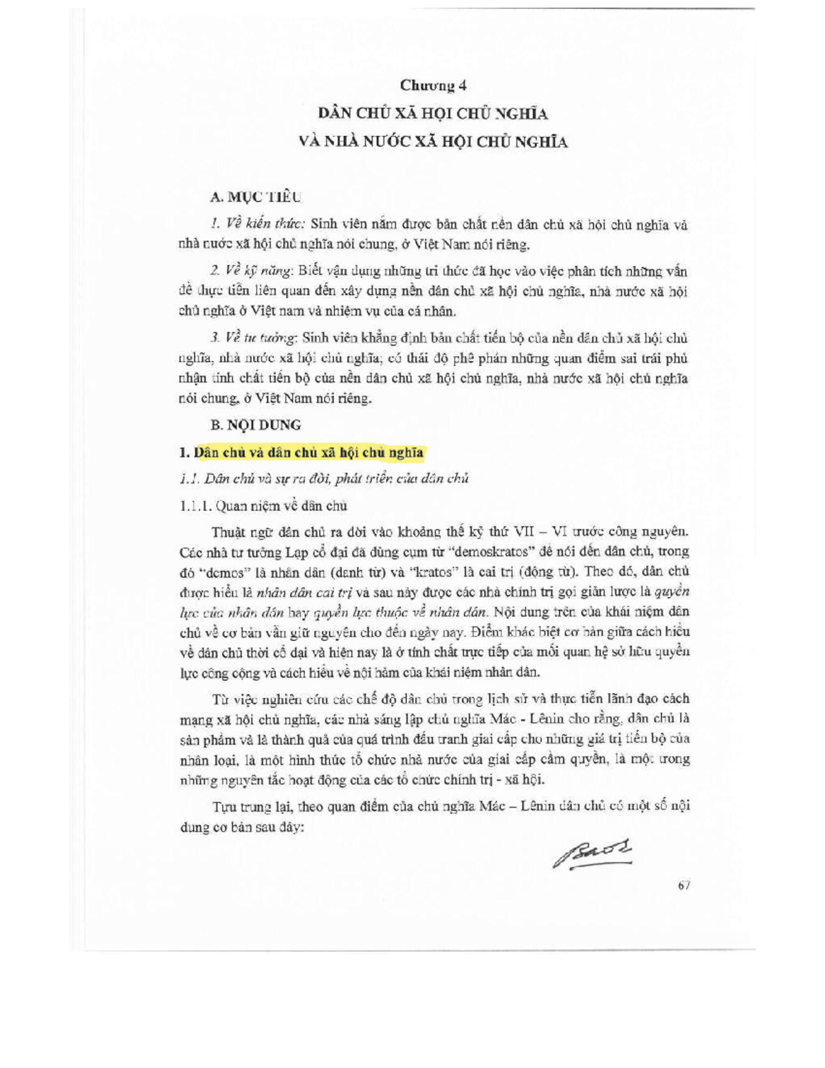 GT học phần Chủ nghĩa xã hội khoa học (K) Tr 67 -Tr144 - Chuong 4 DÂN ...