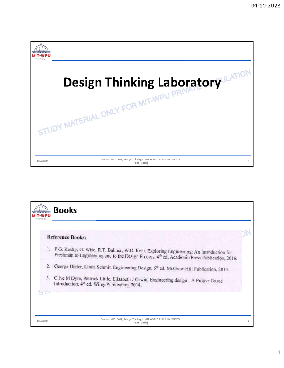 DT Study Material for Mid Term - Design Thinking Laboratory 10/4/2023 ...