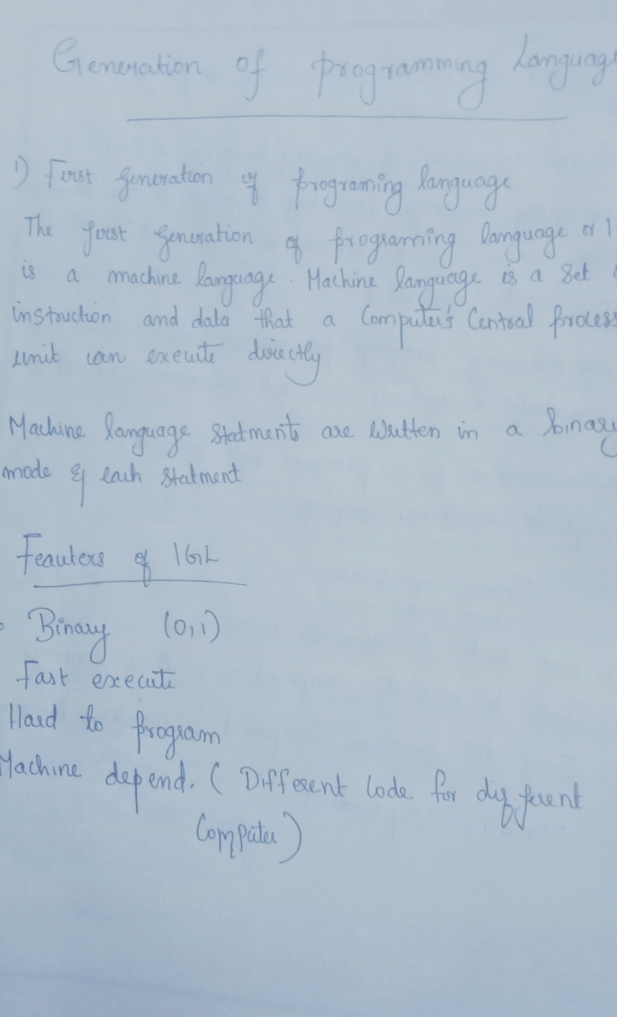 1st generation of programming lang - Programming basics - Studocu