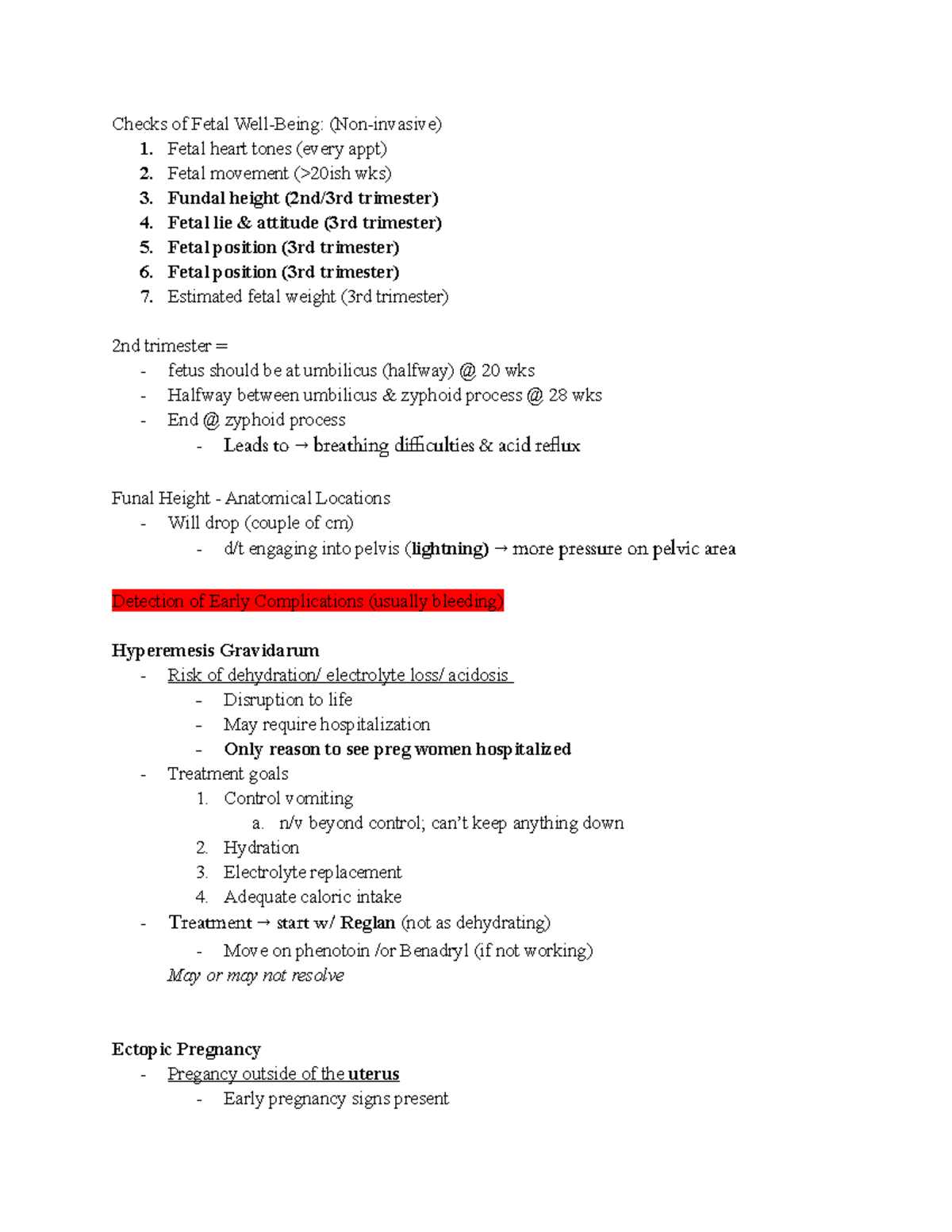 Class 5 Prenatal Care 2 - Obstetrics Nursing 2022 Fall Course - Checks ...