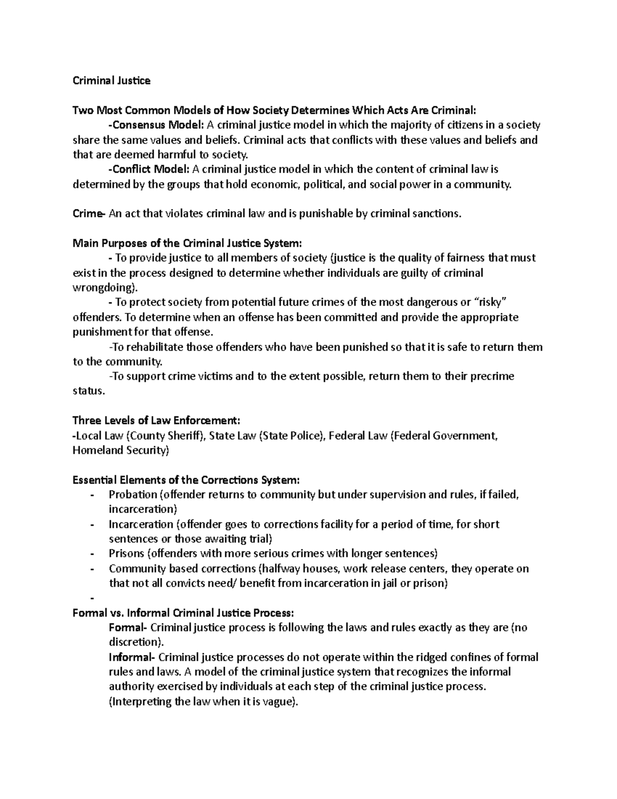 Criminal Justice pt - Criminal Justice Two Most Common Models of How ...
