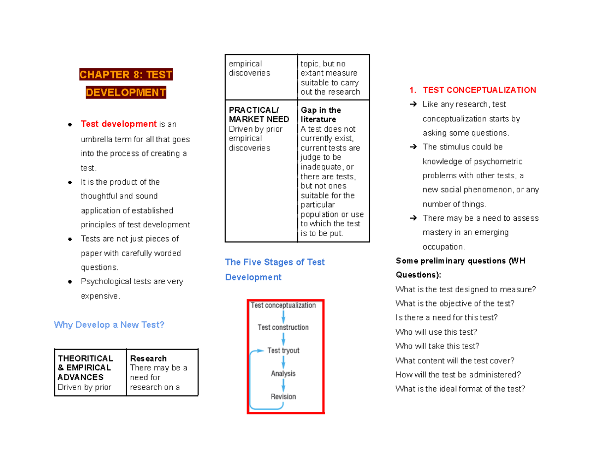 Chapter 8 TEST Development - CHAPTER 8: TEST DEVELOPMENT Test ...
