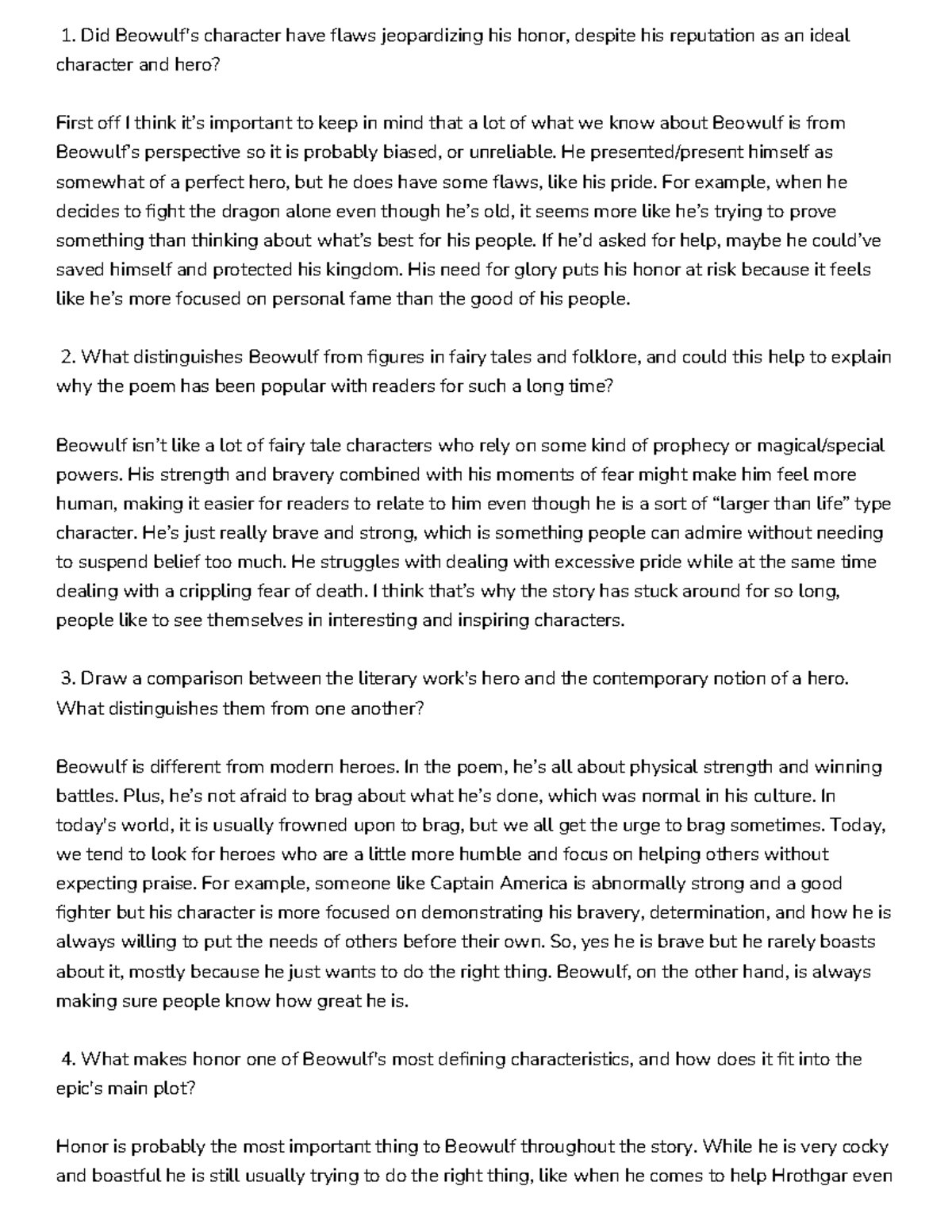 Beowulf Socratic Seminar Final draft ( Print) - Did Beowulf's character ...