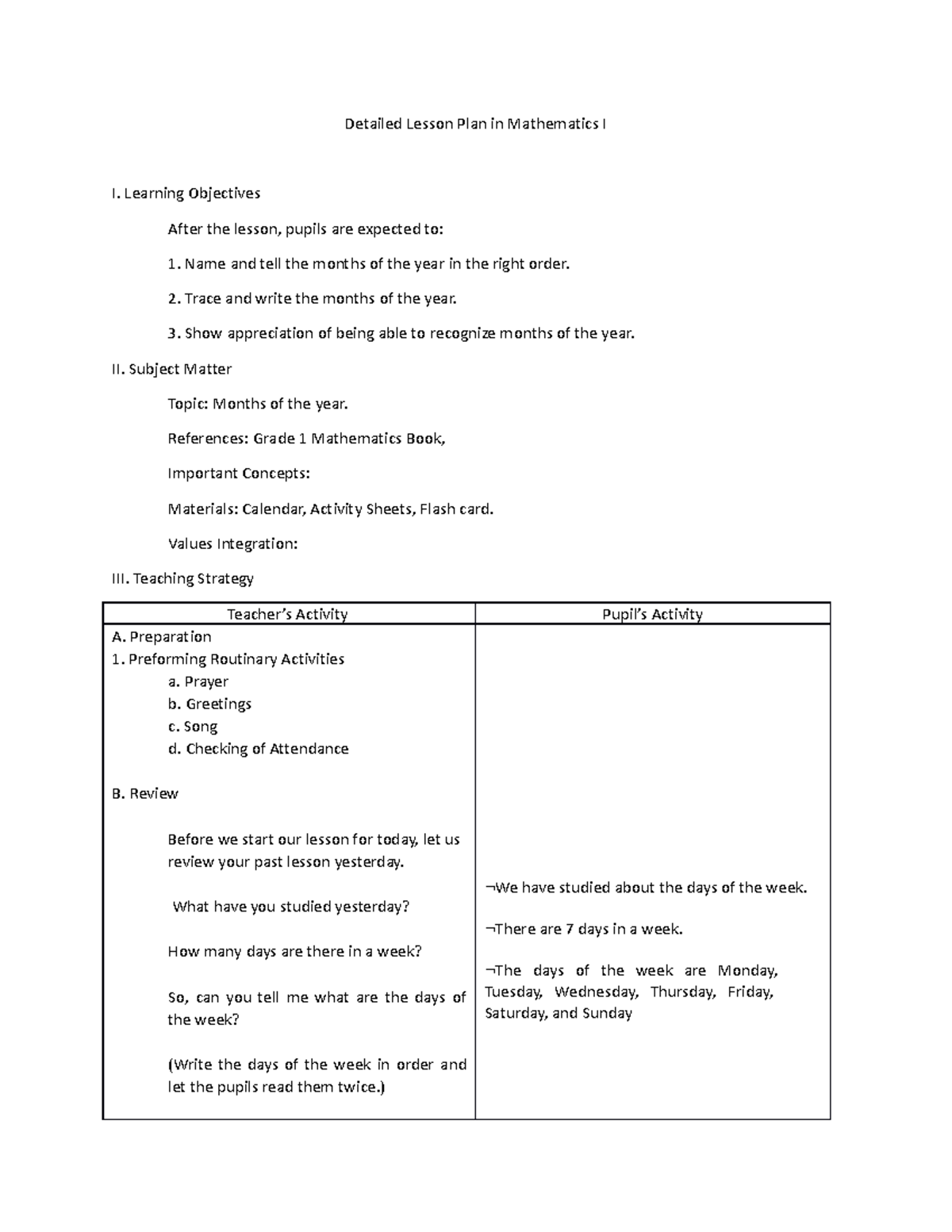 Detailed Lesson Plan in Mathematics I - Learning Objectives After the ...