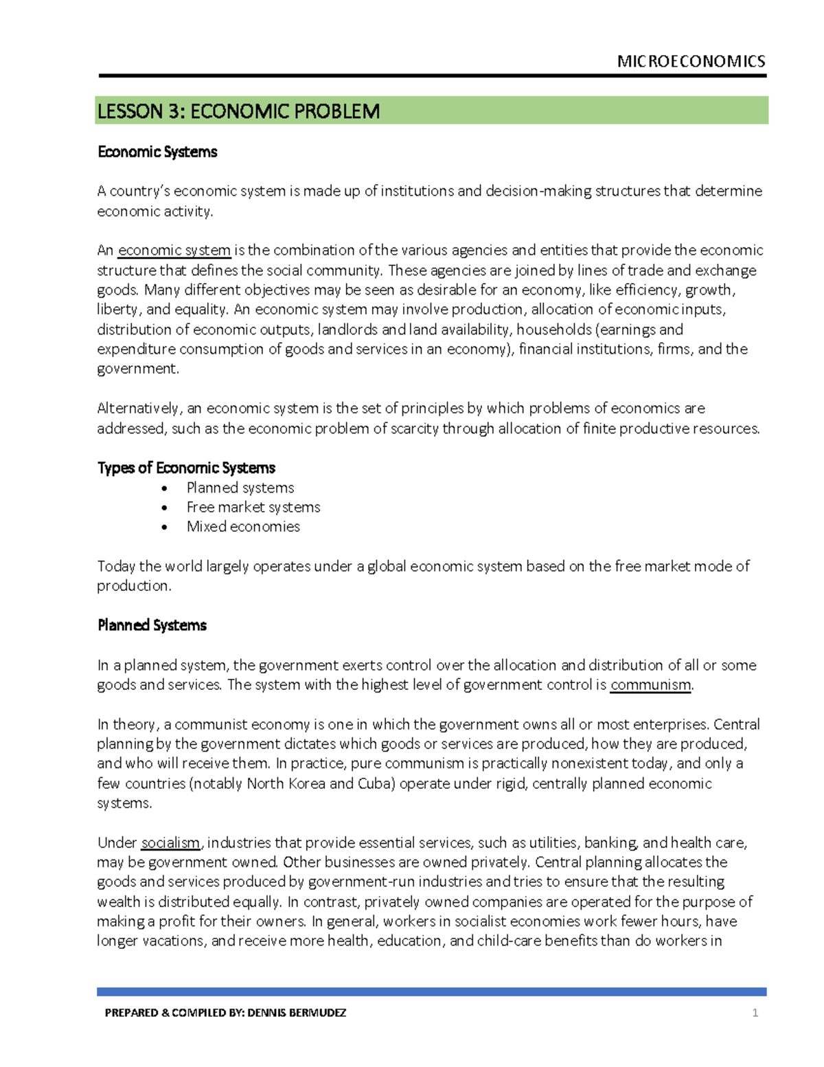 Lesson 3 Economic Problem - LESSON 3 : ECONOMIC PROBLEM Economic ...