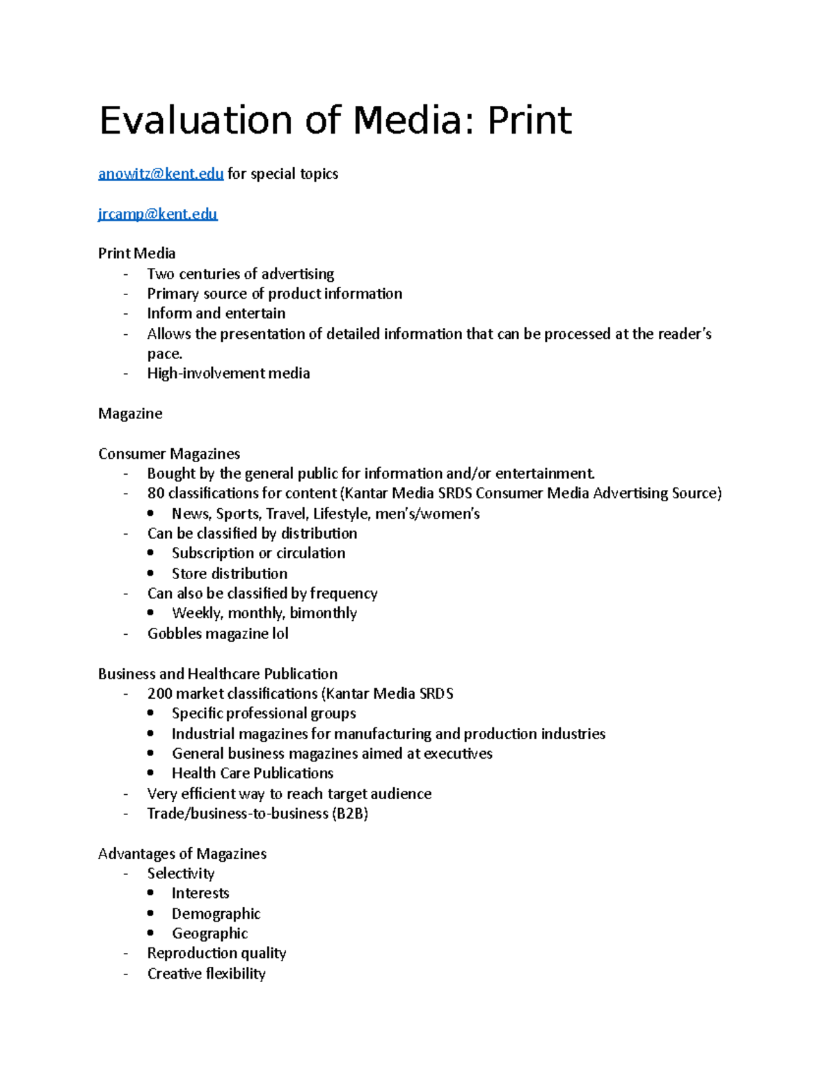 Evaluation of Media - Dr Coombs - Evaluation of Media: Print anowitz ...