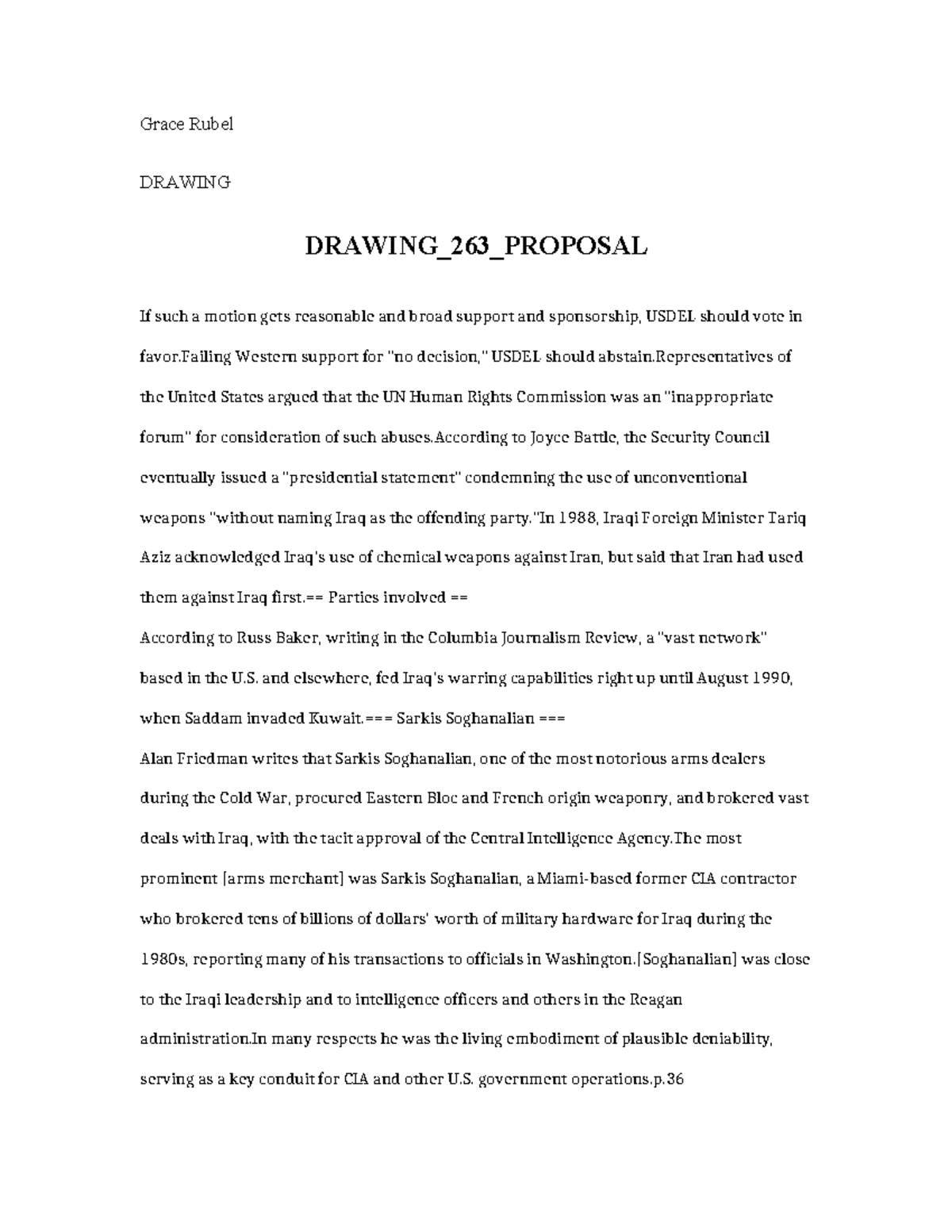 Drawing 263 Proposal - summary for course assessments - Grace Rubel ...