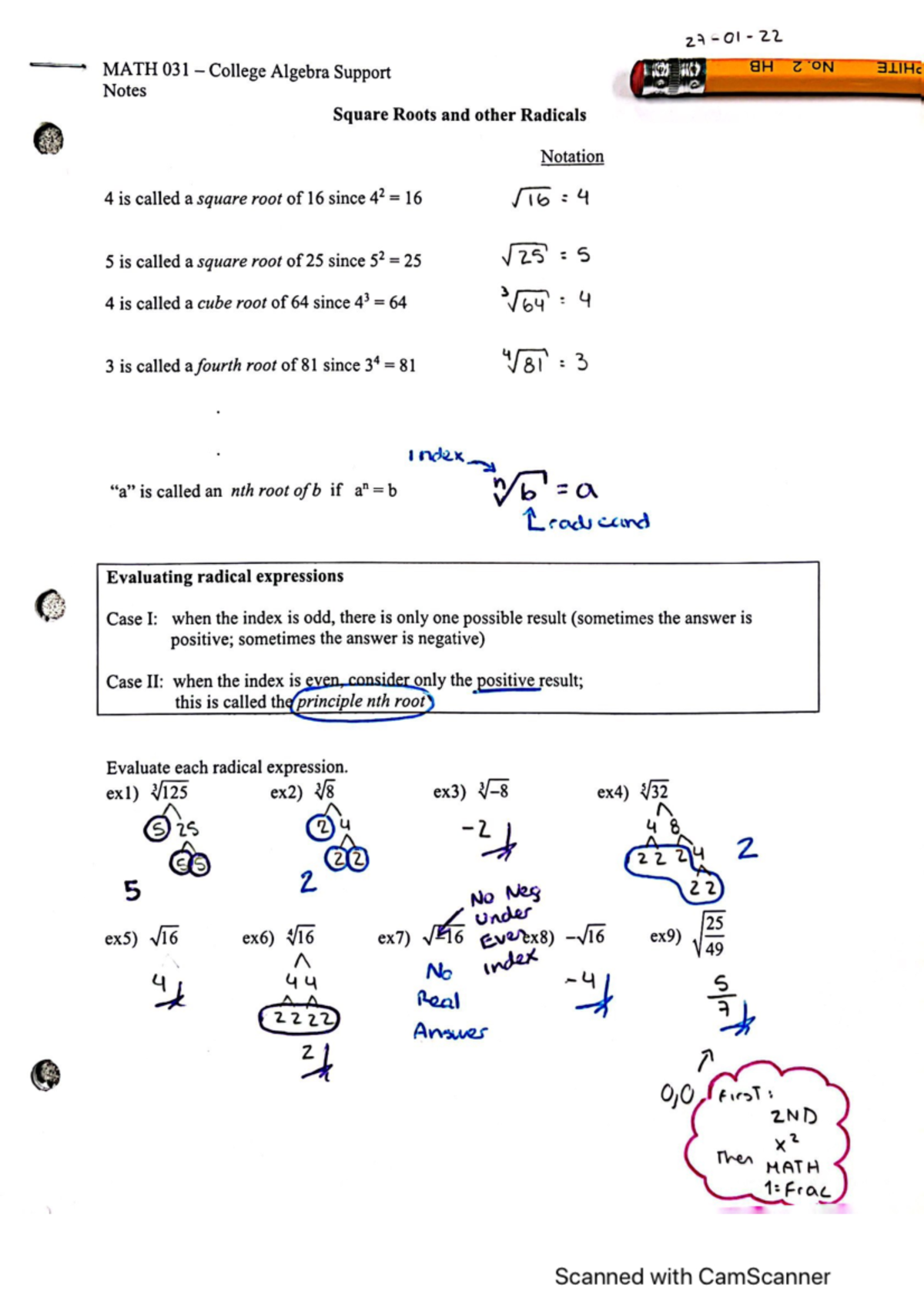 Math 031 Square Roots - MATH 031 - Studocu