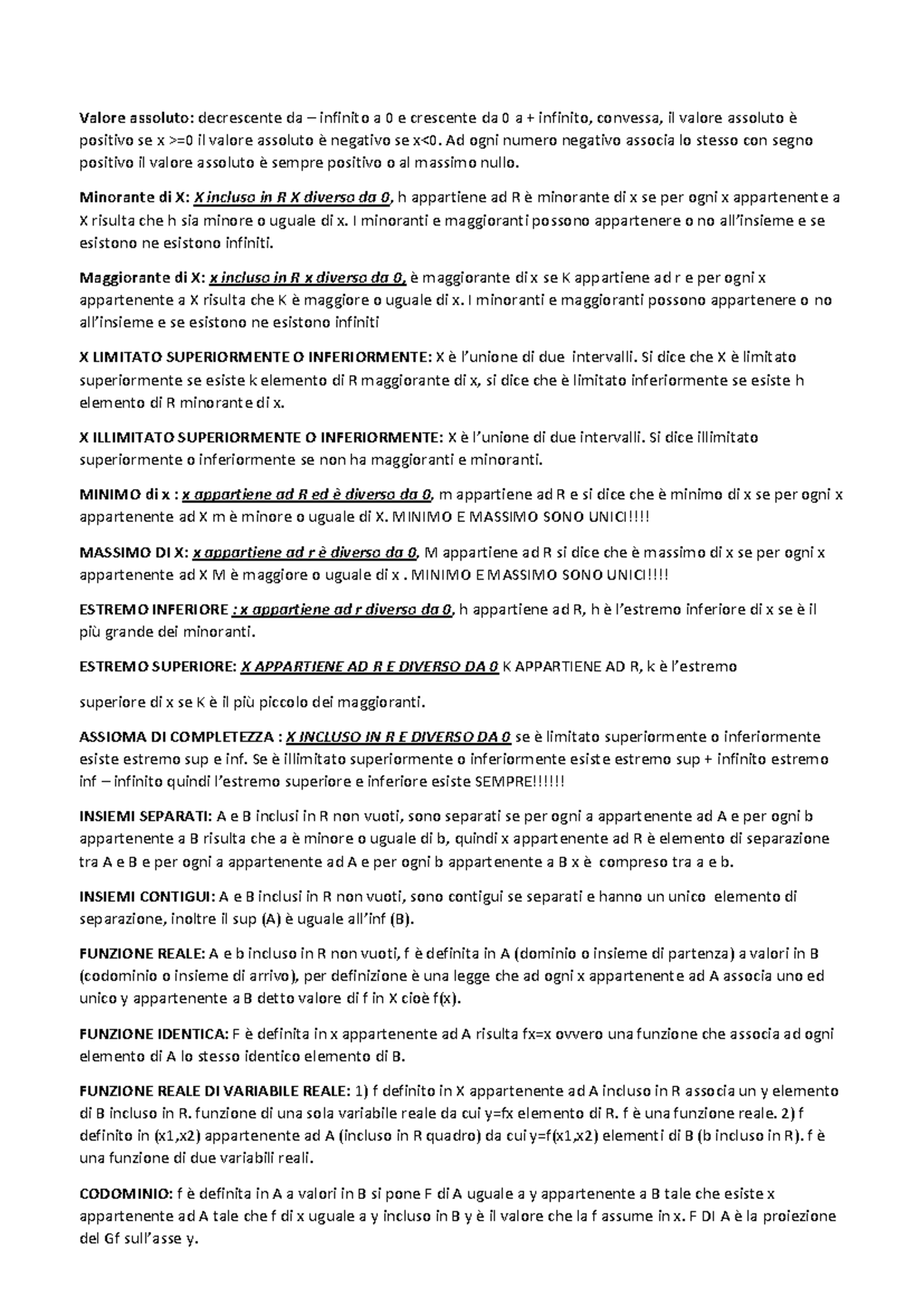 Teoria matematica - Valore assoluto : decrescente da – infinito a 0 e ...