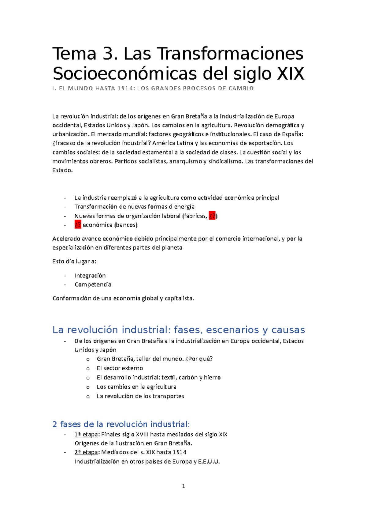 Tema 3. Las Transformaciones Socioeconómicas del siglo XIX - Tema 3. Las Transformaciones - Studocu
