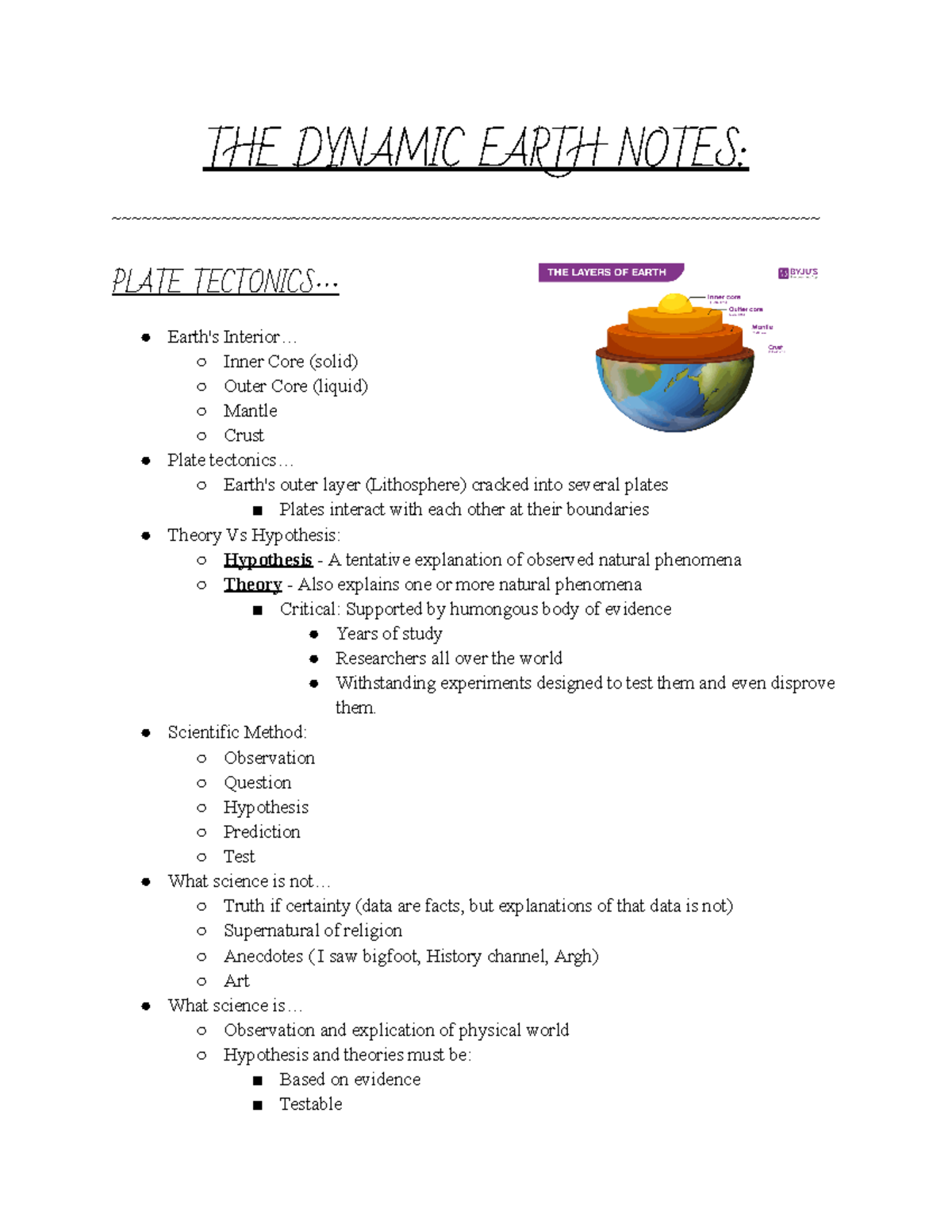 Into and Tectonic Plates - THE DYNAMIC EARTH NOTES: - Studocu