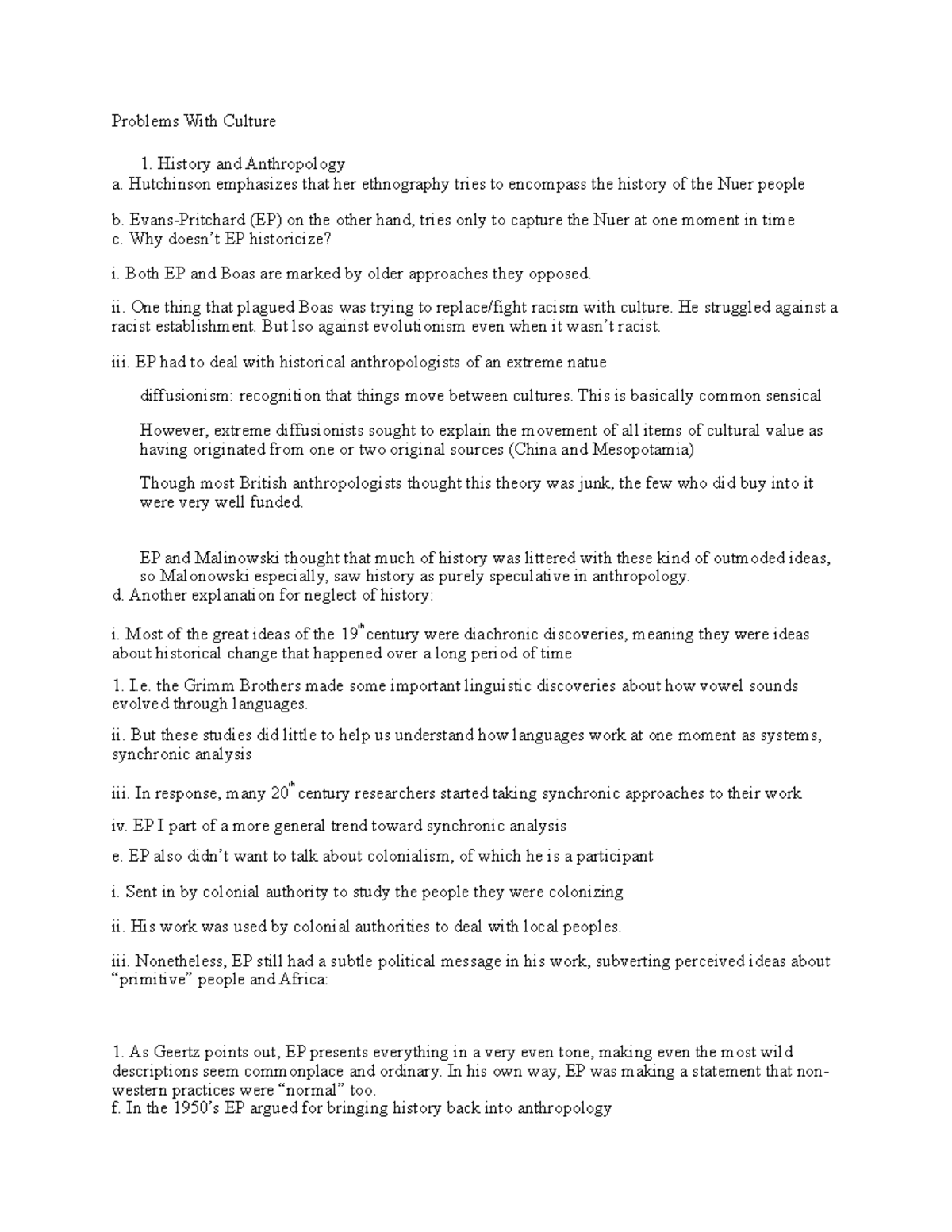 Anth 15 - problems with culture class notes - Problems With Culture ...