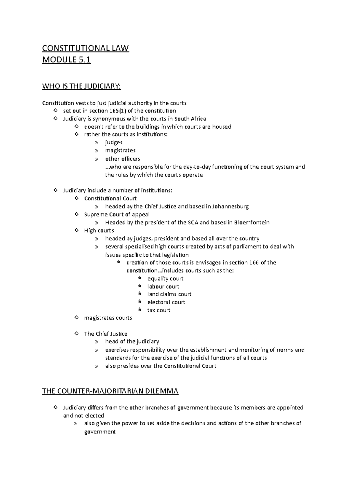 Module 5conv - Notes on the Judiciary - CONSTITUTIONAL LAW MODULE 5 ...