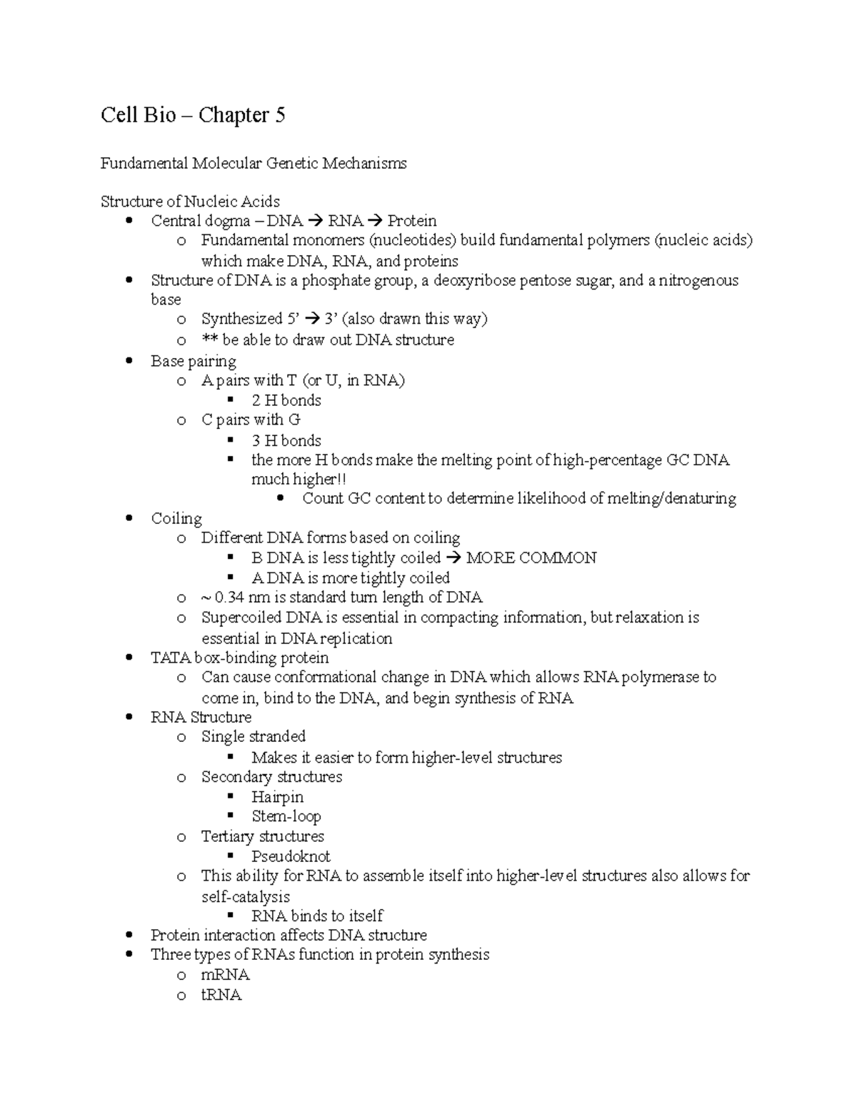 Cell Bio Chapter 5 - Studocu