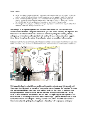 [Solved] specific example from the media of an expressed argument and an - English Composition ...