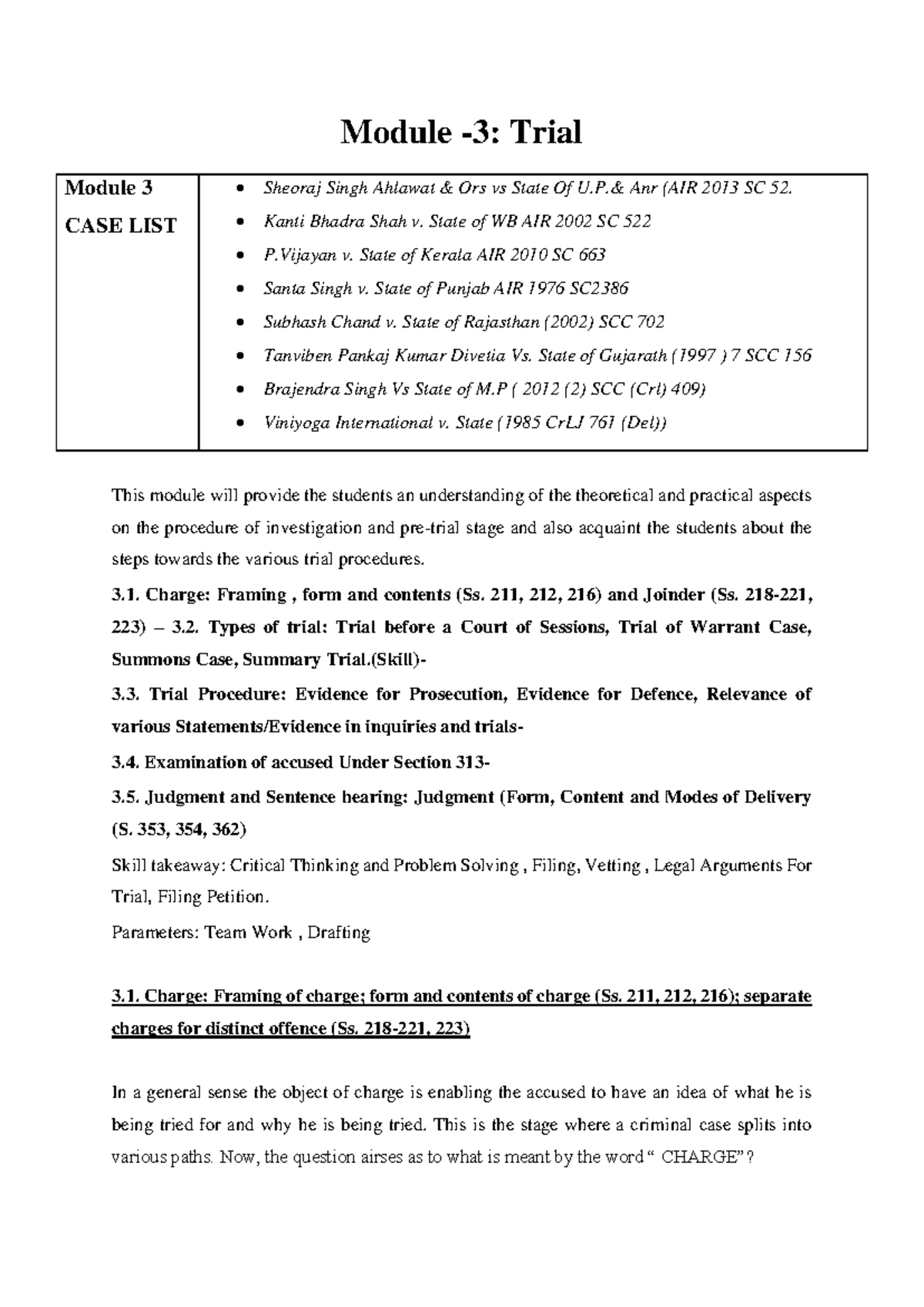 Module 3 CRPC Reading Material - Module - 3: Trial This module will ...