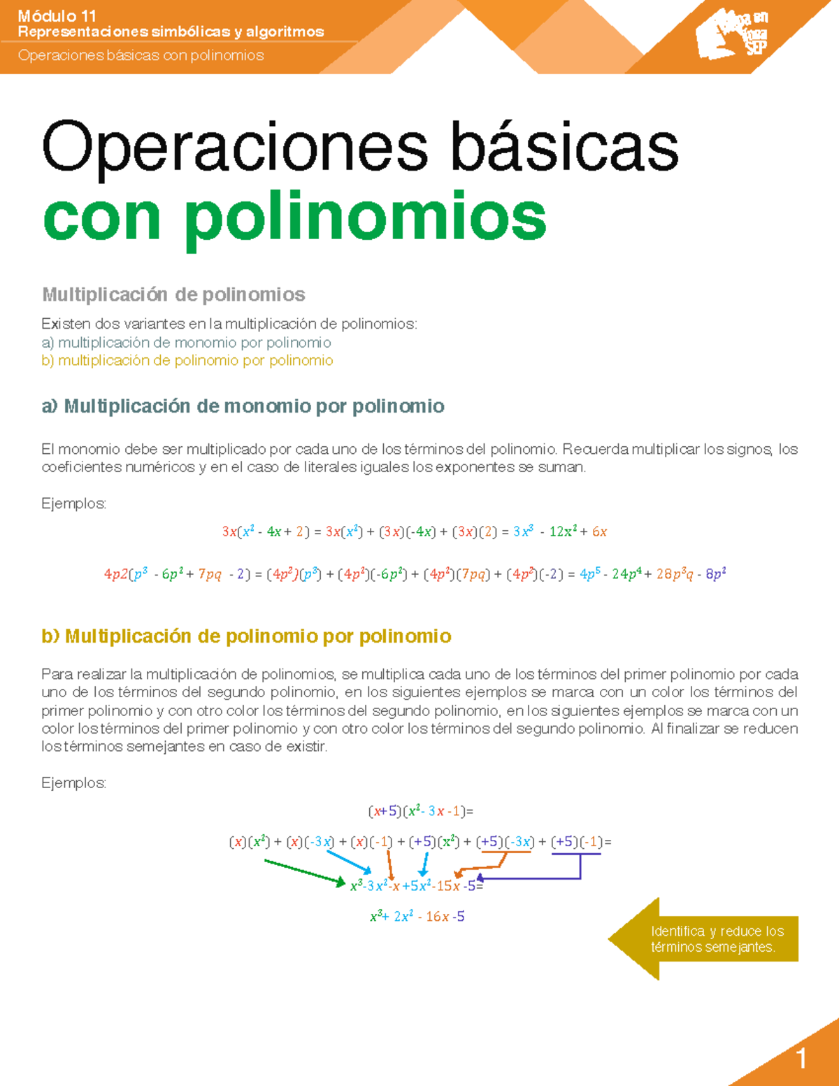 Multiplicacion de polinomios - 1 Módulo 11 Representaciones simbólicas ...