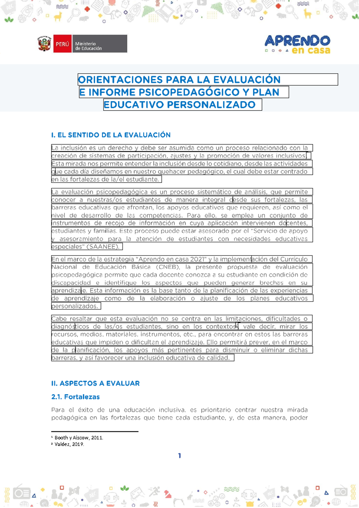 Orientaciones para la evaluación e informe psicopedagógico y plan ...