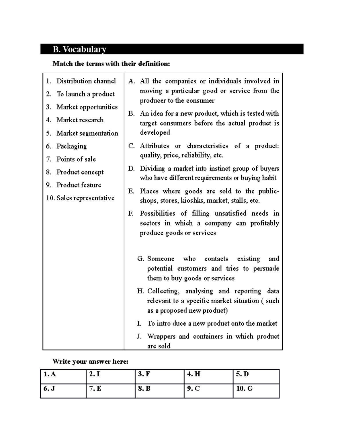 Bài tập Unit 5 - BTVN - B. Vocabulary Match the terms with their ...