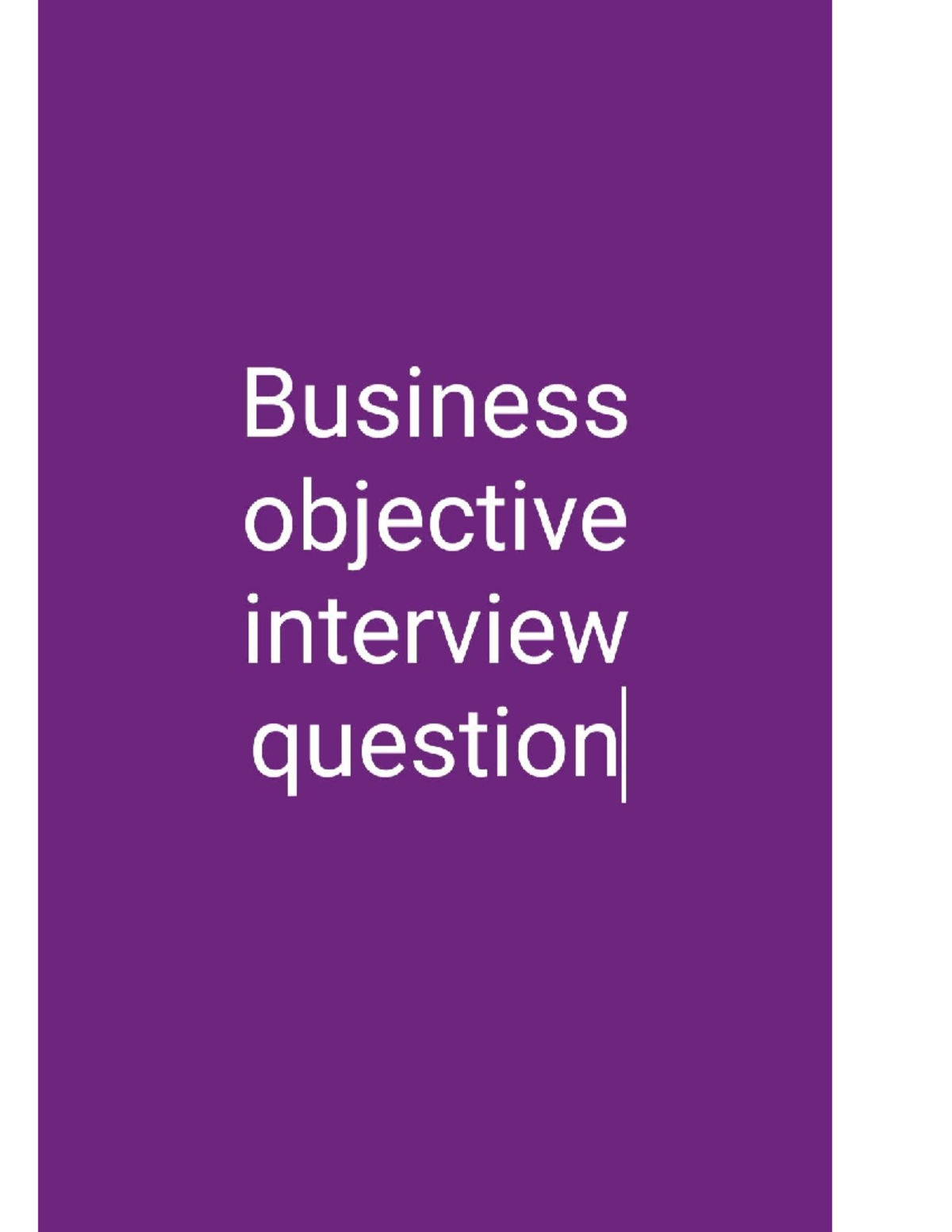 Business objective interview questions - Bachelor of commerce (bcom ...