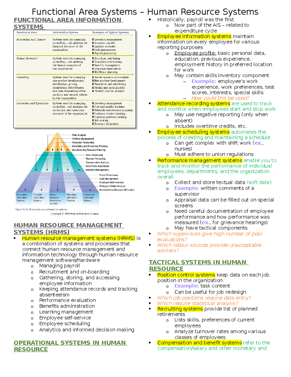 ACS 1803 - Lecture 5 - Functional Area Systems – Human Resource Systems ...