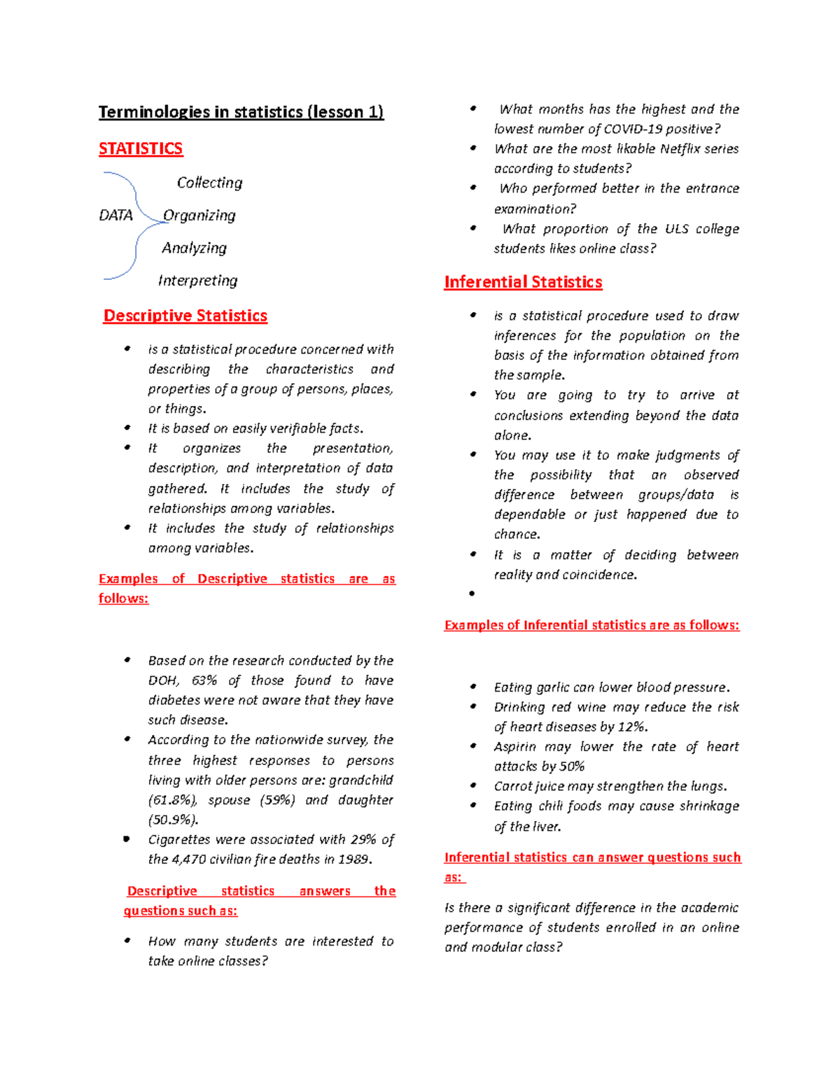 stastistic coding - Terminologies in statistics (lesson 1) STATISTICS ...