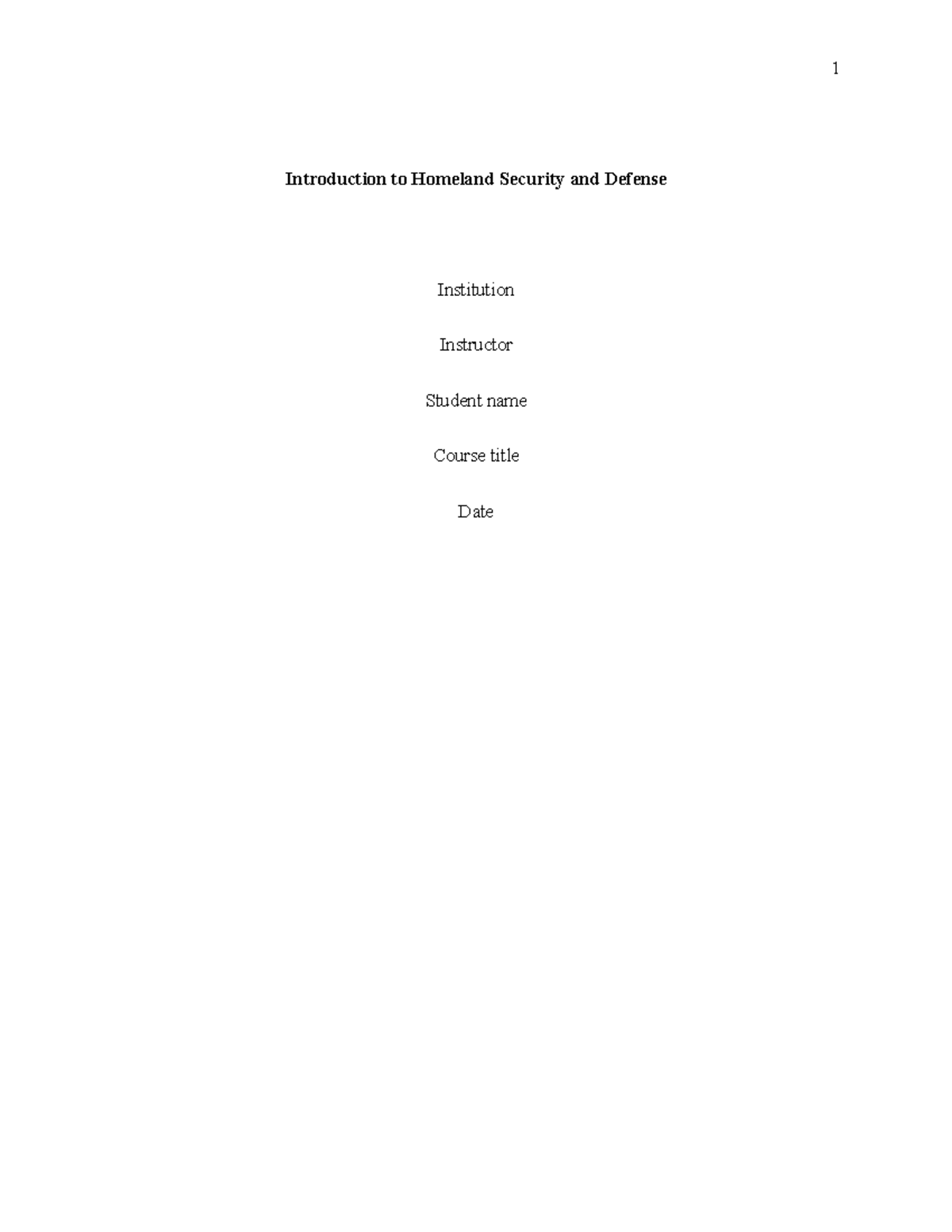 Homeland security and Defence - Introduction to Homeland Security and ...