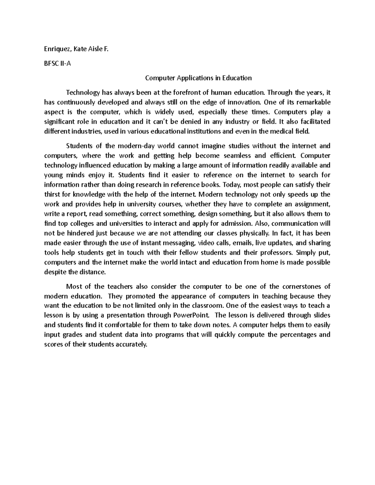 Computer Applications in Education - Enriquez - Enriquez, Kate Aisle F ...