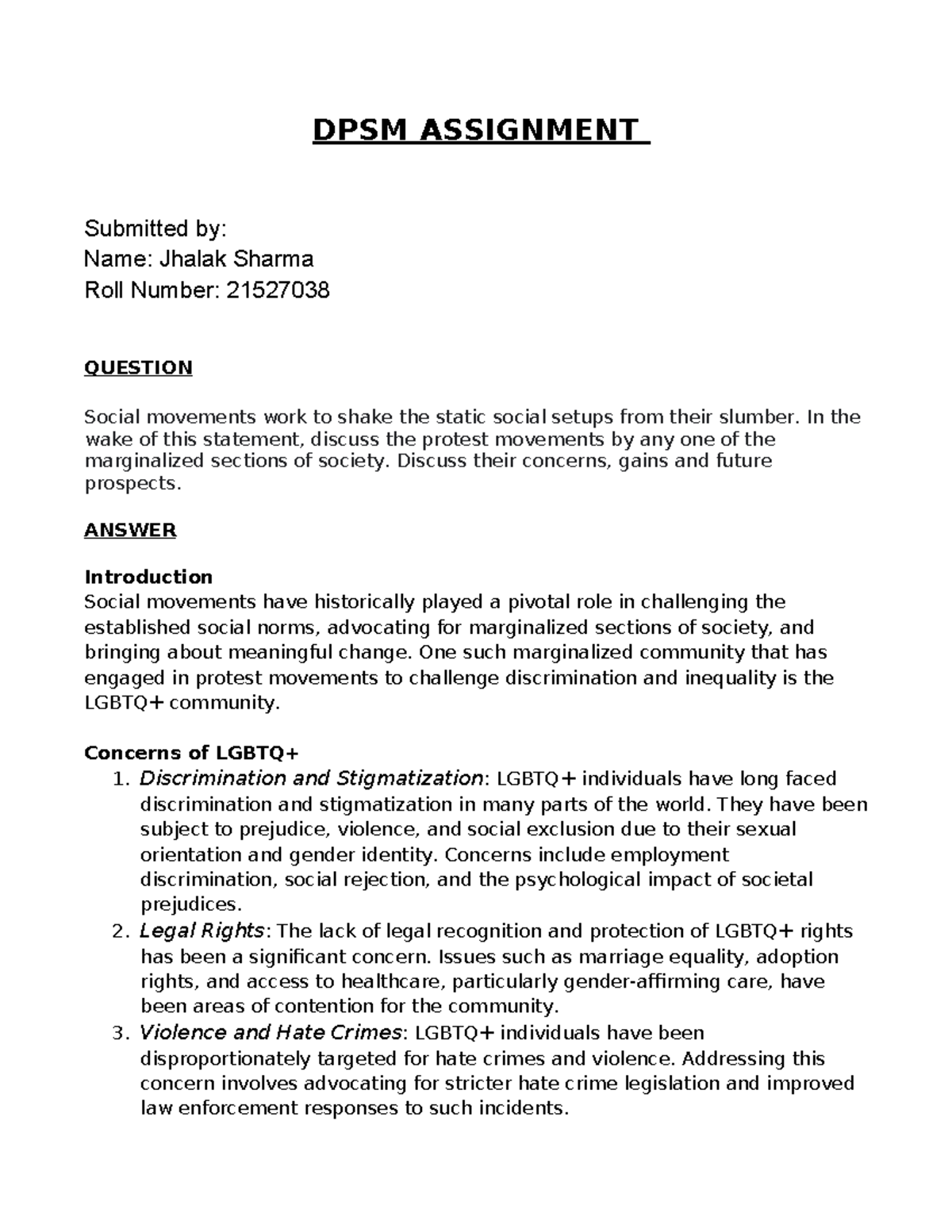 DPSM - This is an assingment given for tutotial work on the topic of ...