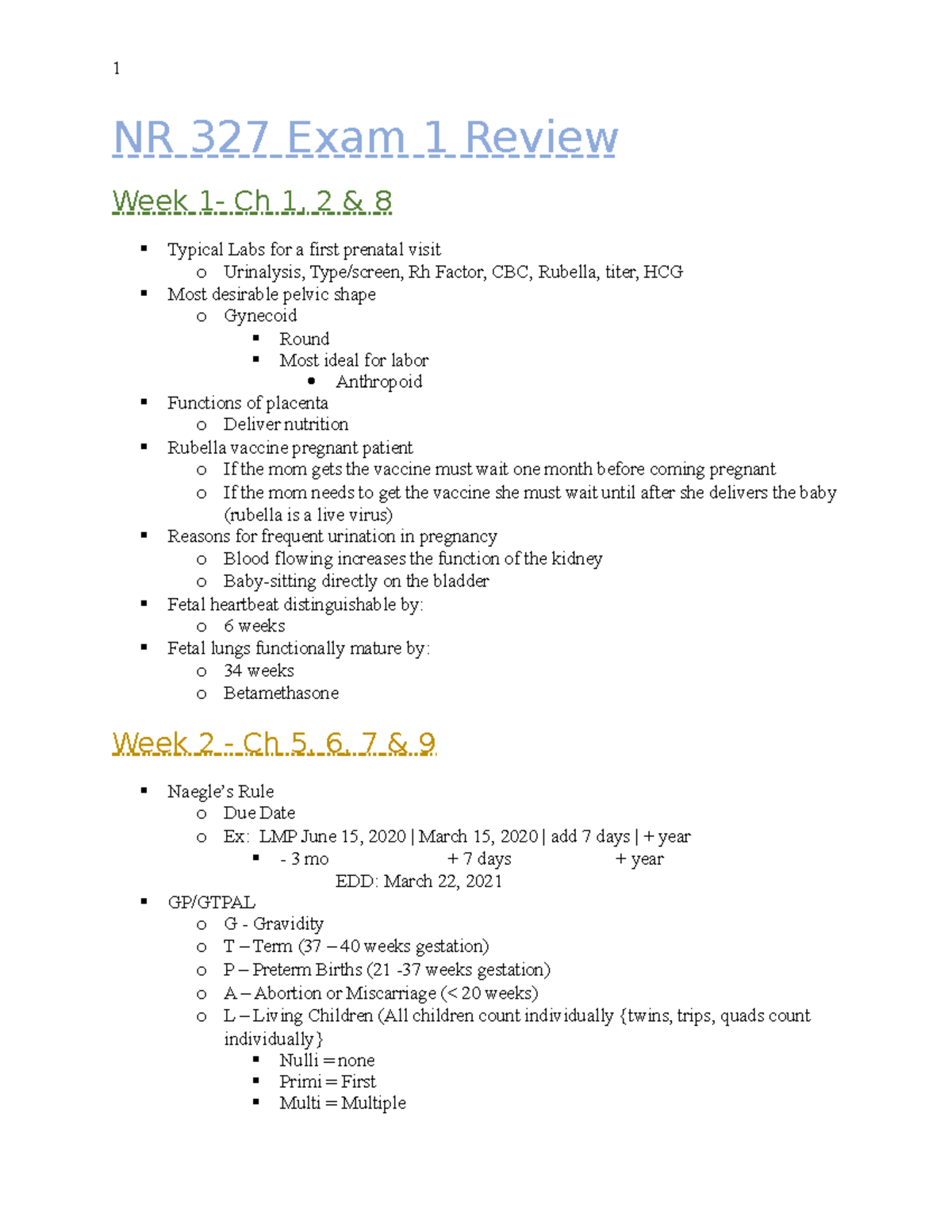 NR 327 Exam #1 Review - NR 327 Exam 1 Review Week 1- Ch 1, 2 & 8 ...