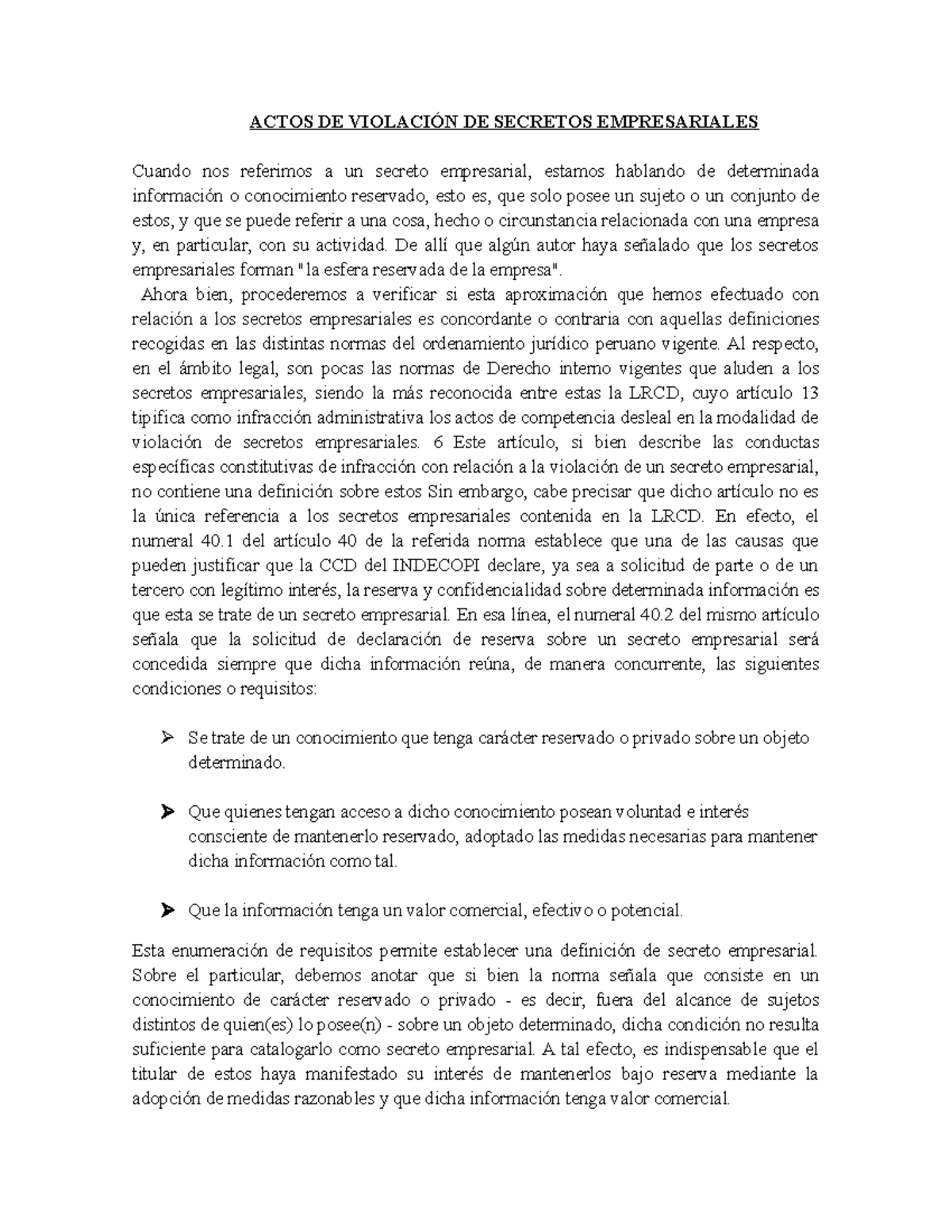 Informacion Ordenada ( Competencia ) - ACTOS DE VIOLACIÓN DE SECRETOS EMPRESARIALES Cuando nos ...