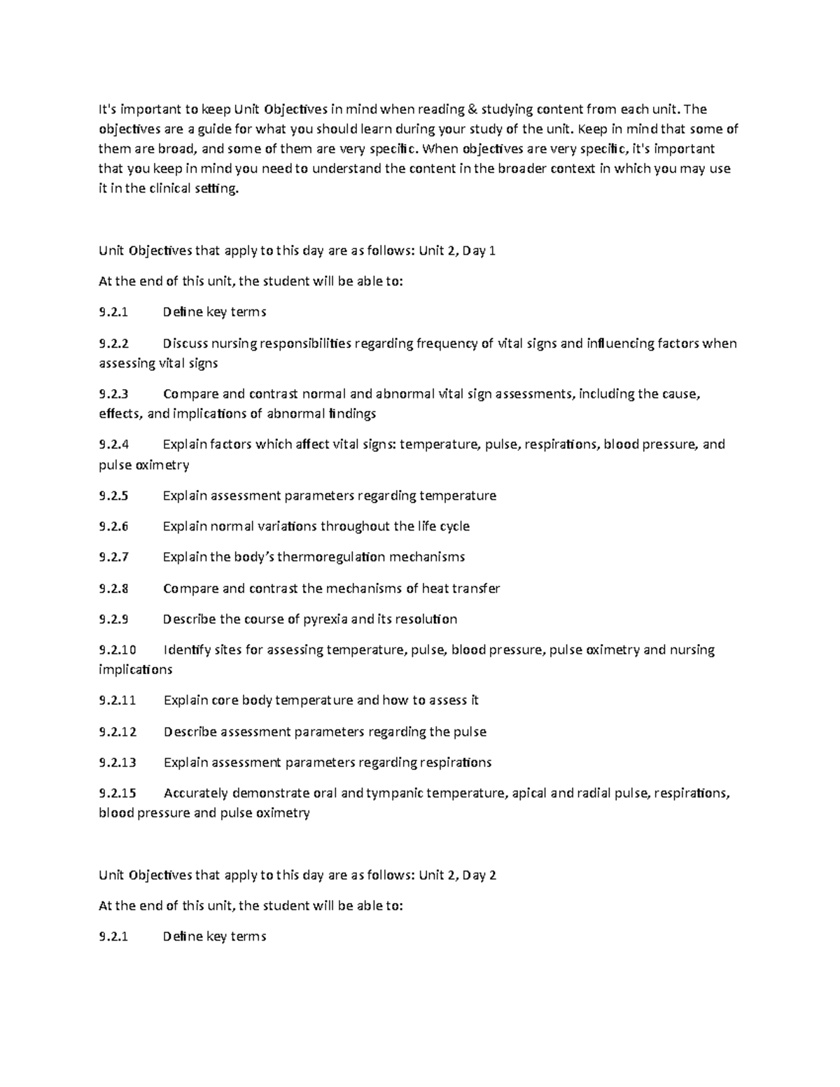 Unit 2 Objectives - The objectives are a guide for what you should ...