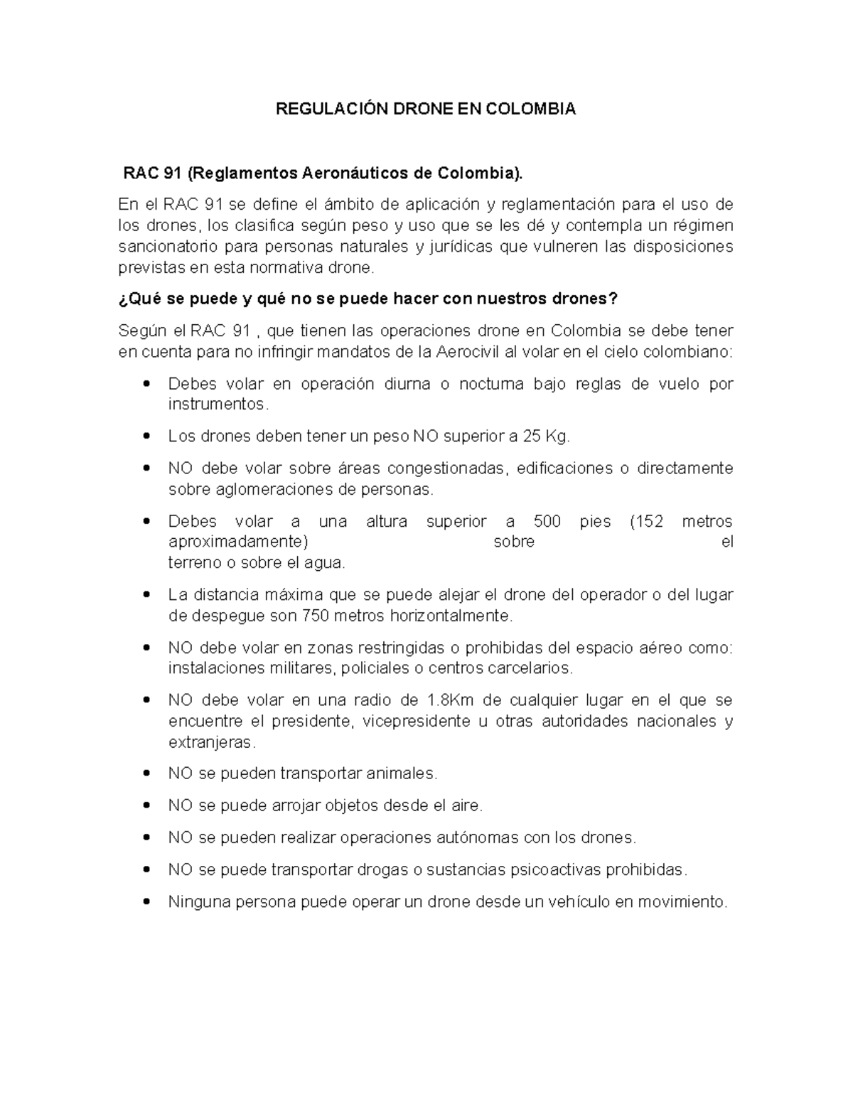 Regulación Drone EN Colombia - REGULACIÓN DRONE EN COLOMBIA RAC 91 ...