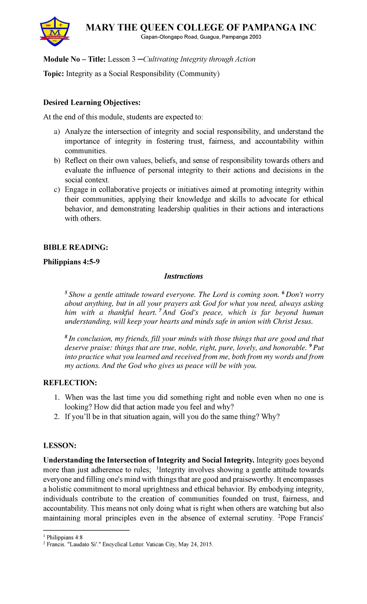 Module 3 Lesson and assessment v1 - Gapan-Olongapo Road, Guagua ...