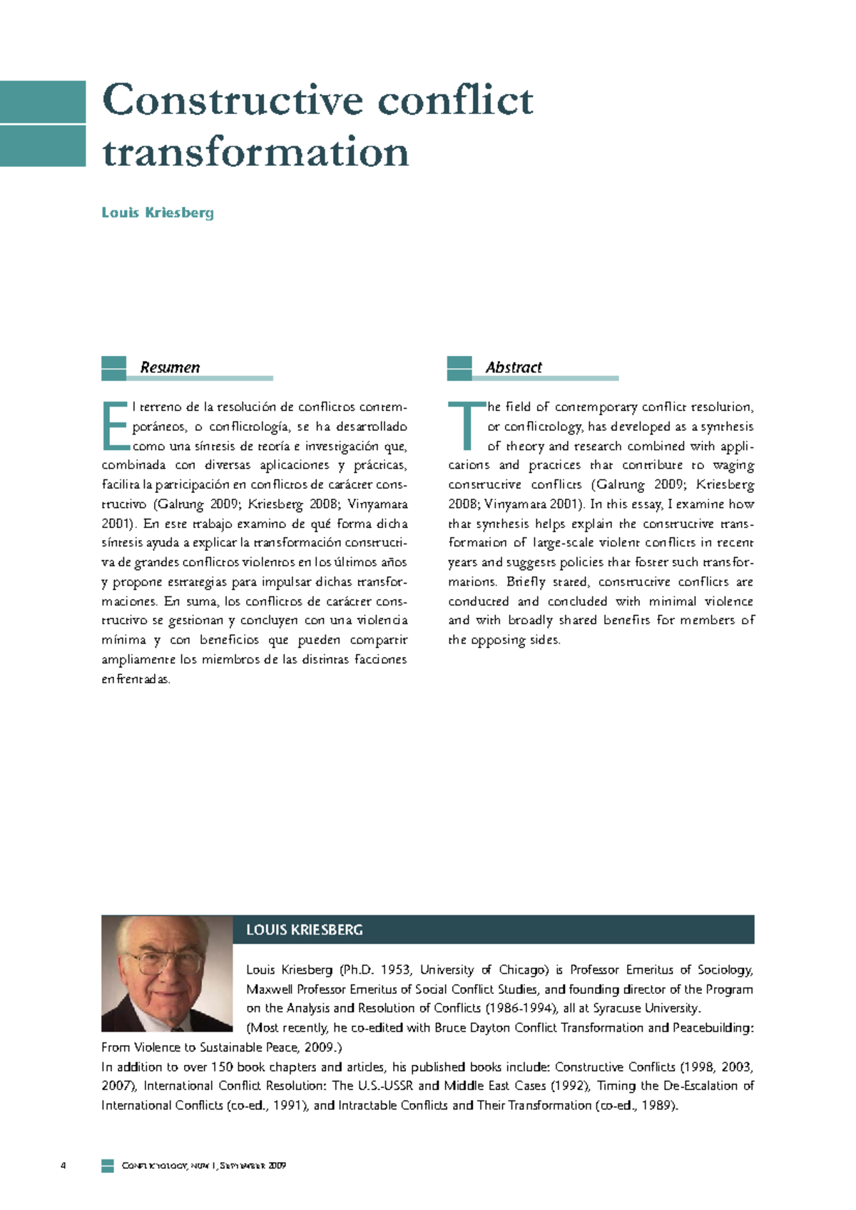 Dialnet-Constructive Conflict Transformation-5587077 - Resumen E l terreno de la resolución de ...