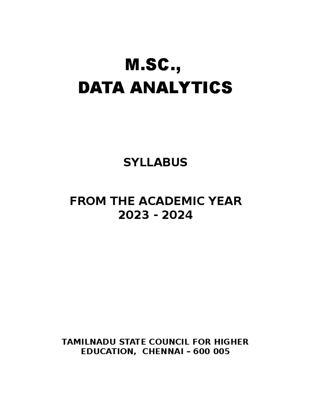 M.Sc. Data Analytics - matrix operations - M., DATA ANALYTICS SYLLABUS ...