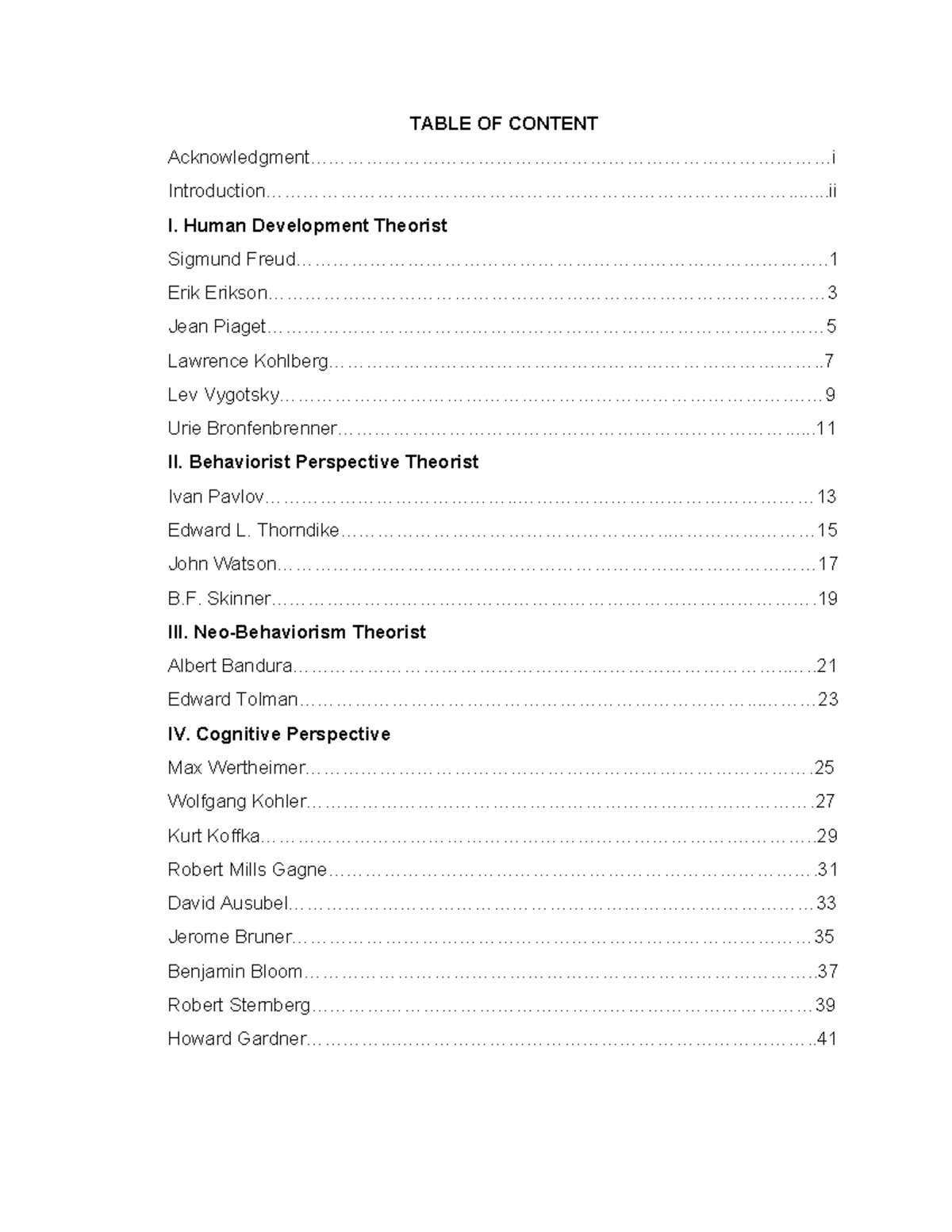 Ma'am v - TABLE OF CONTENT - Studocu