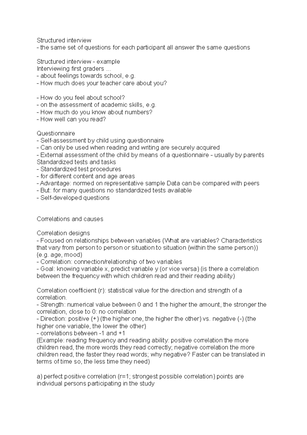 Structured interview - Notes semester - Structured interview the same ...