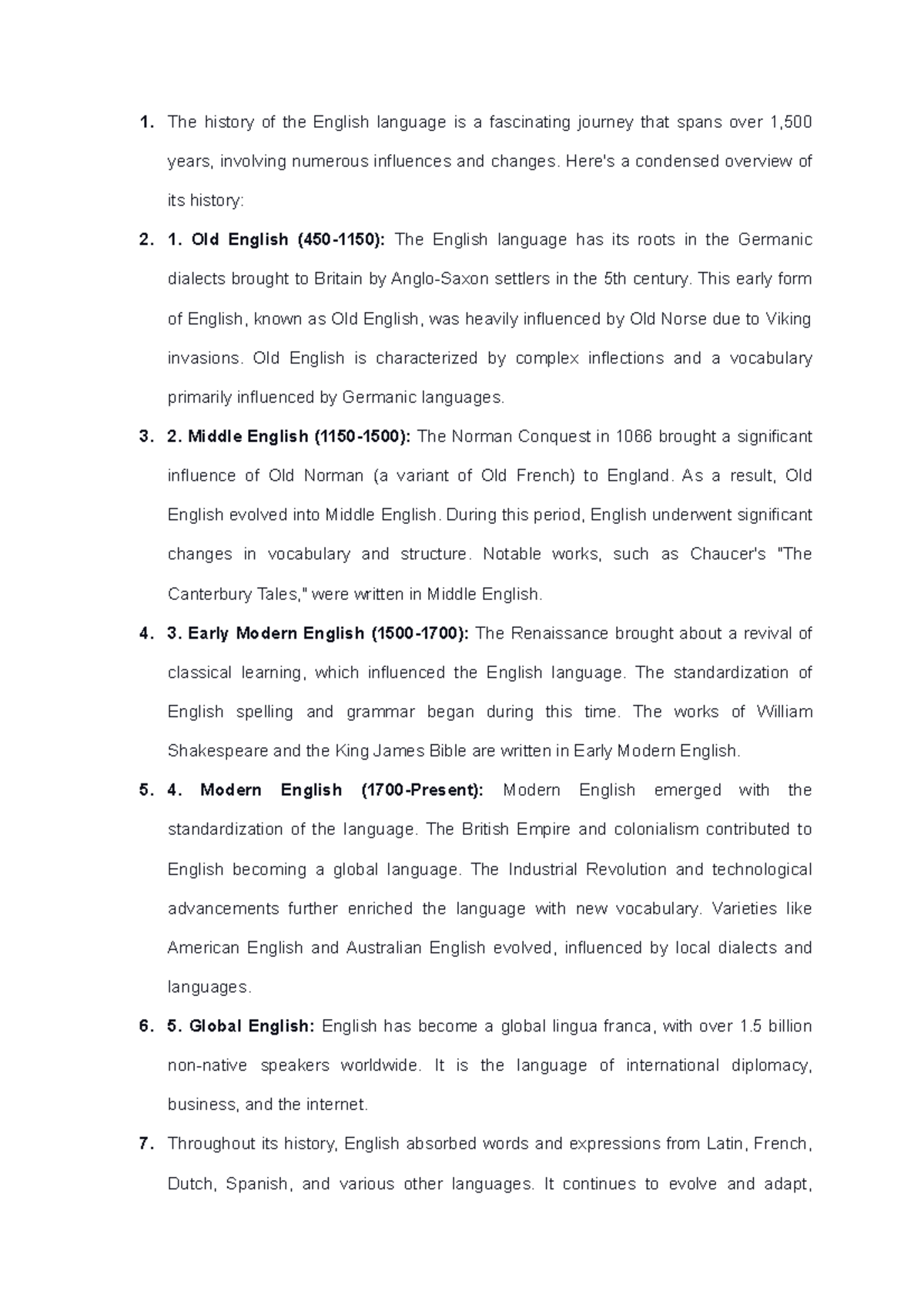 History Of English - The history of the English language is a ...